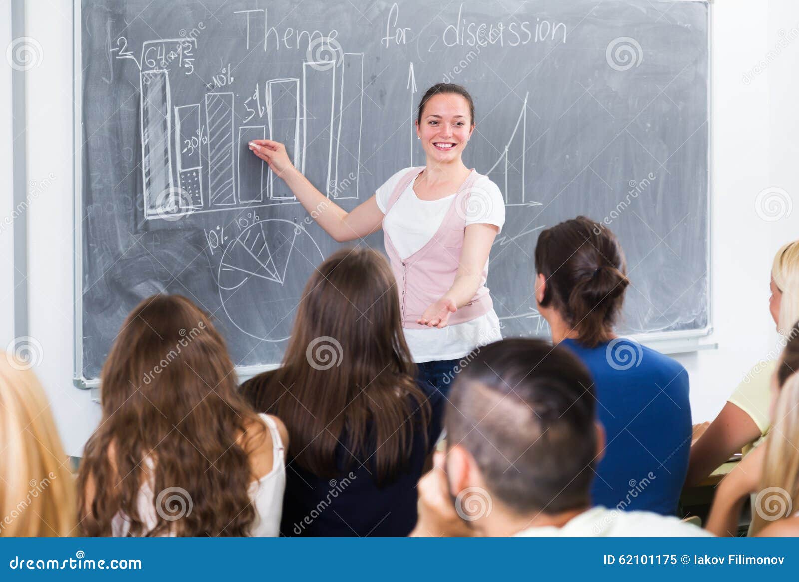Student Gives Answer Near Blackboard Stock Image - Image of adult ...