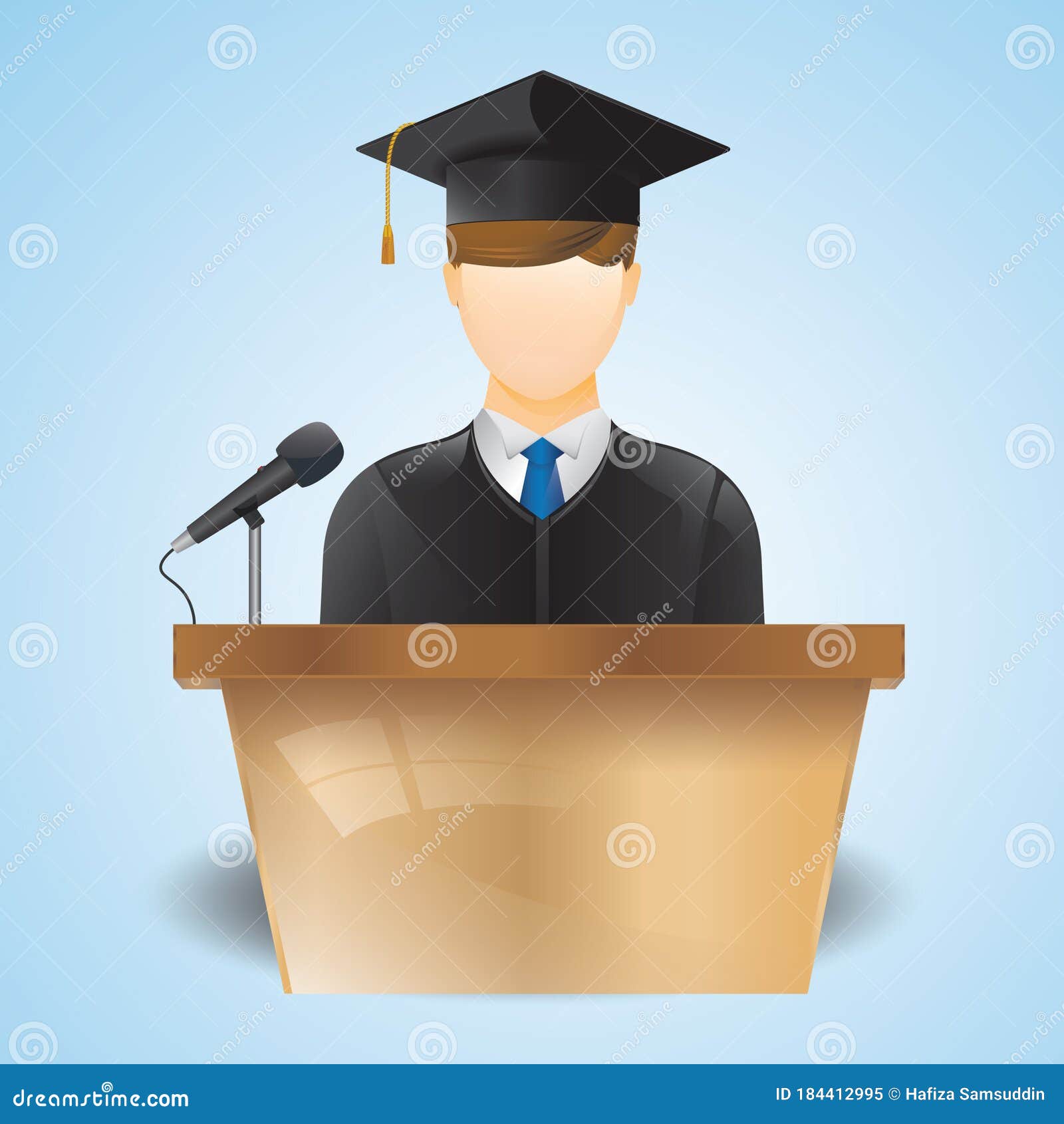 Student Giving a Speech at Graduation Ceremony. Vector Illustration ...