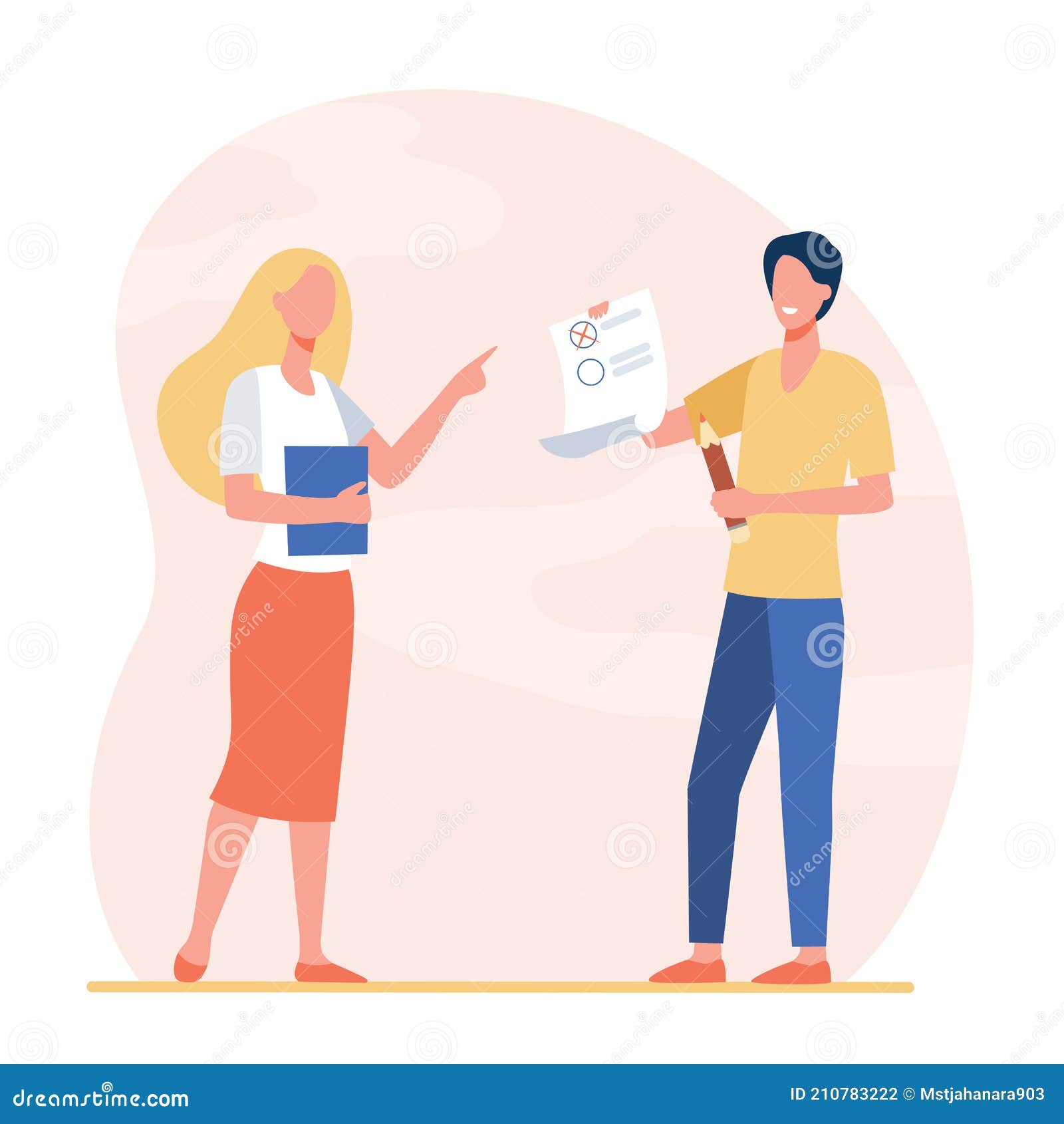 Student Giving Test To Teacher Stock Vector - Illustration of isolated ...