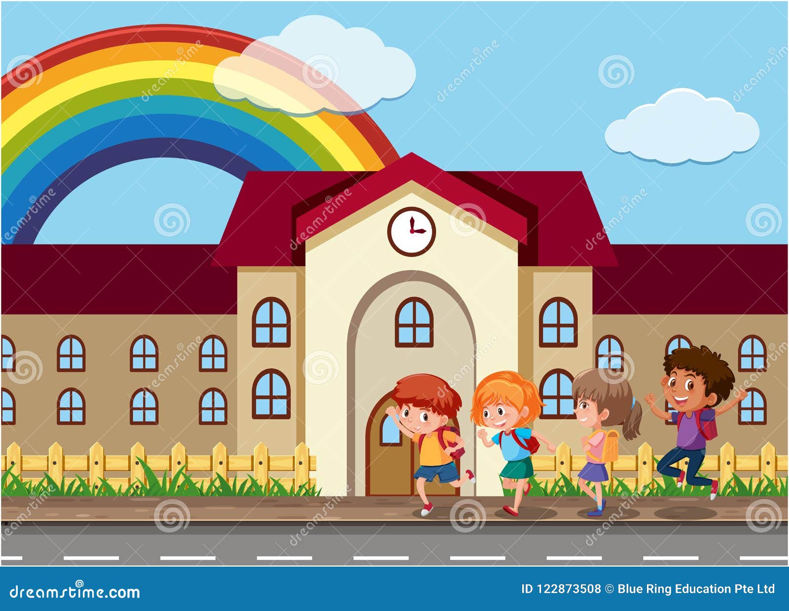 Student going to school stock vector. Illustration of children - 122873508