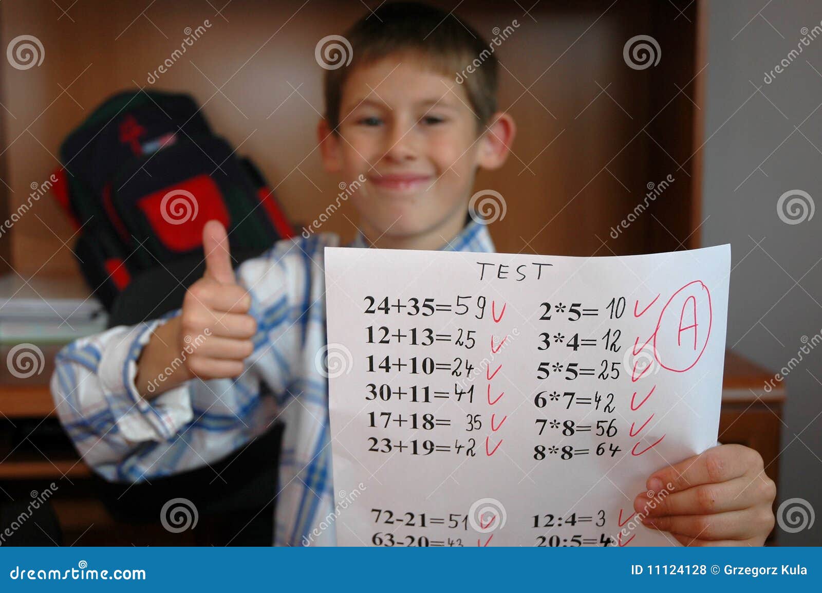 Student with a grade stock photo. Image of test, young - 11124128