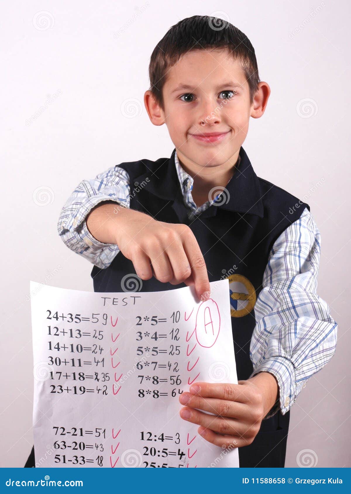 Student with a grade stock photo. Image of addition, young - 11588658