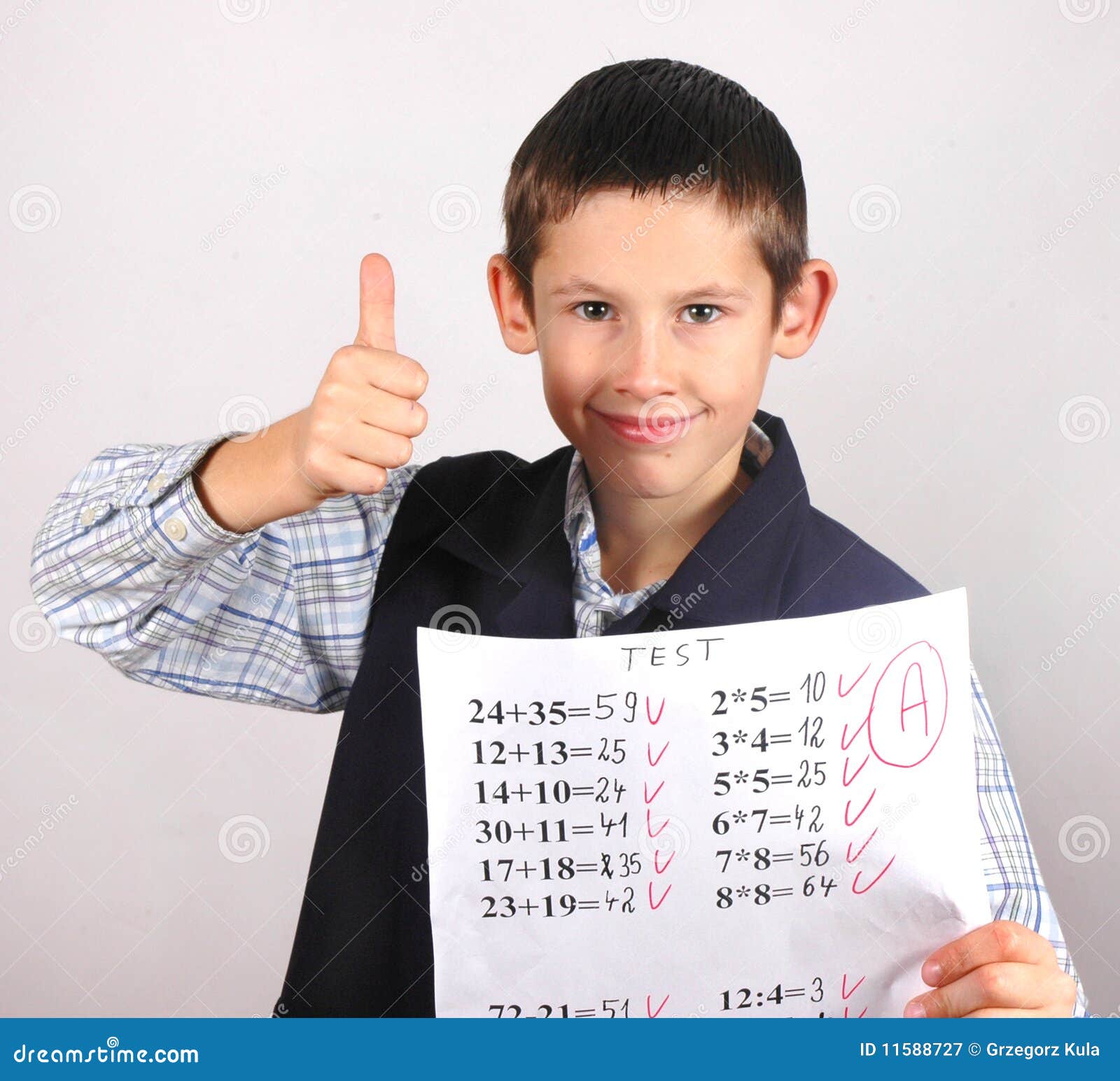 Student with a grade stock image. Image of young, math - 11588727