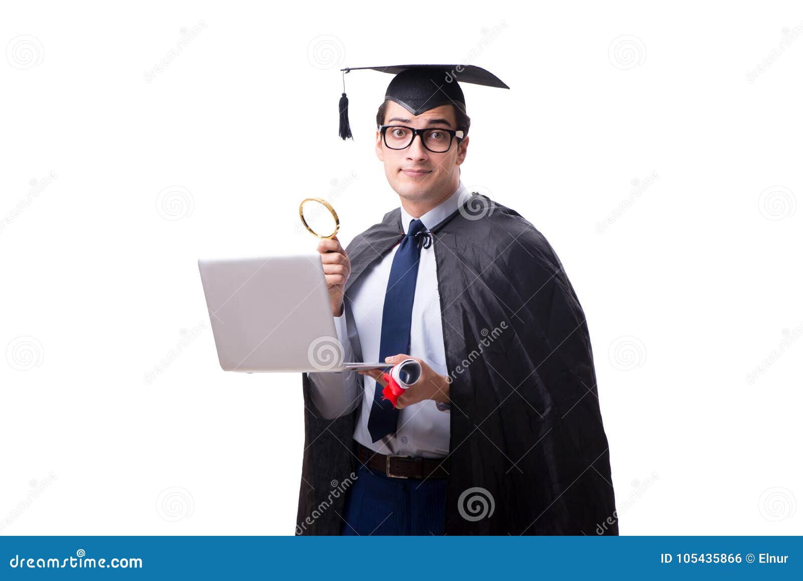 The Student Graduate Isolated on White Background Stock Photo - Image ...