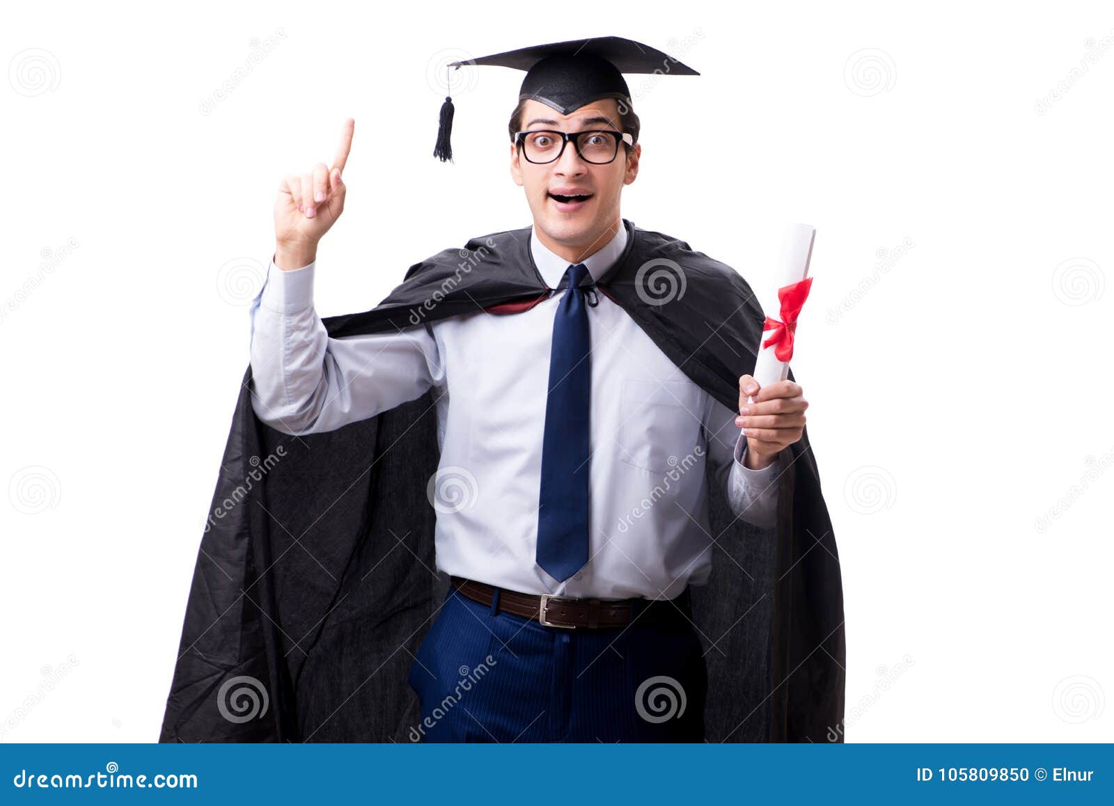 The Student Graduate Isolated on White Background Stock Photo - Image ...