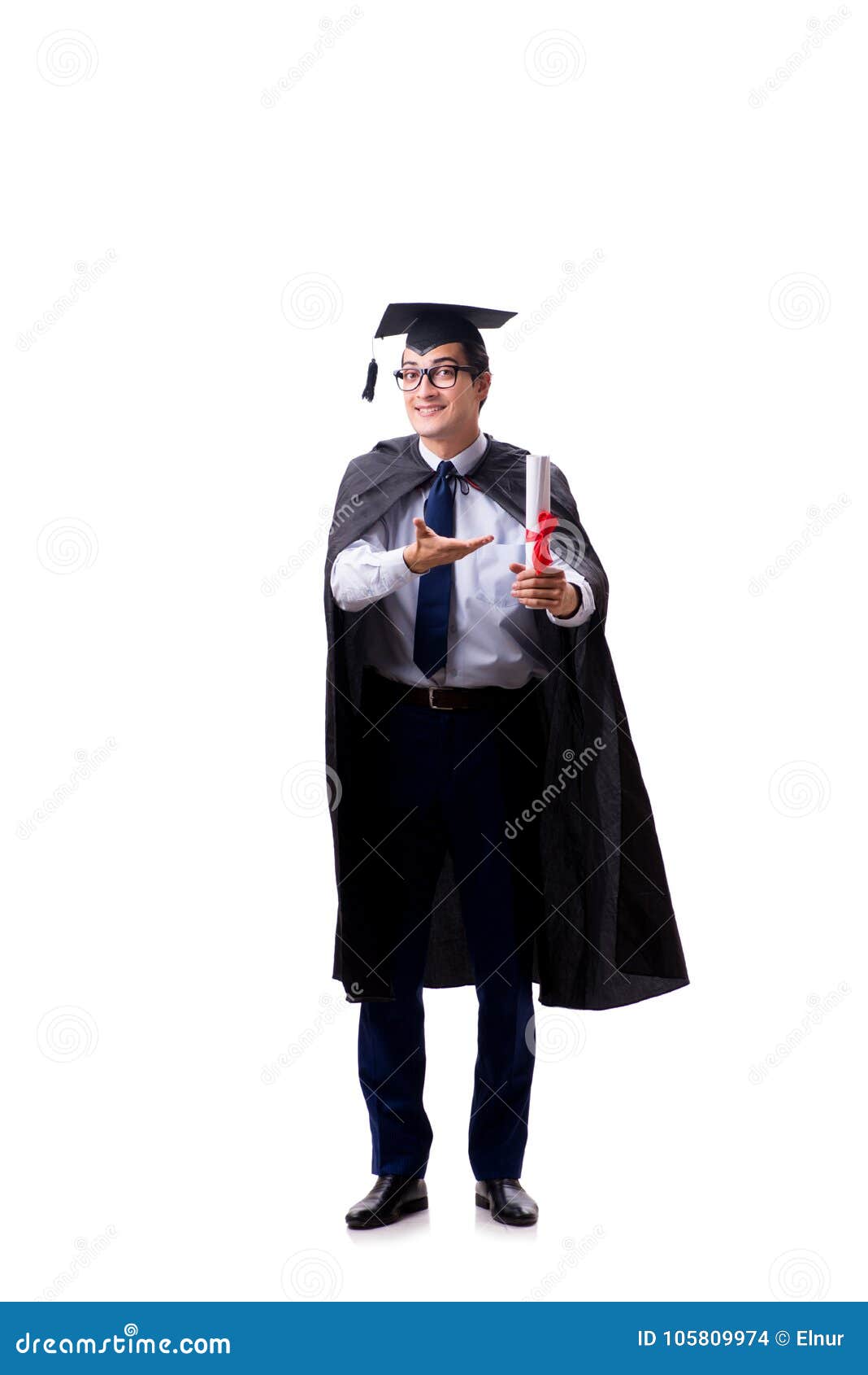 The Student Graduate Isolated on White Background Stock Photo - Image ...