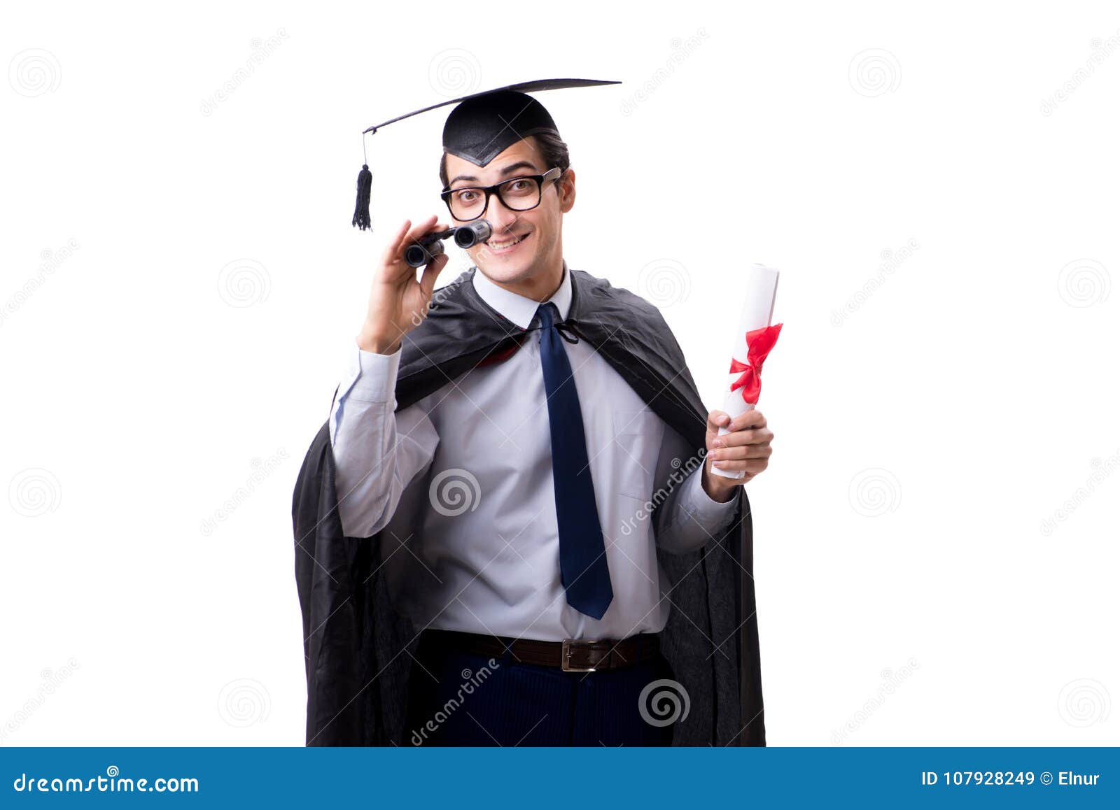 The Student Graduate Isolated on White Background Stock Image - Image ...