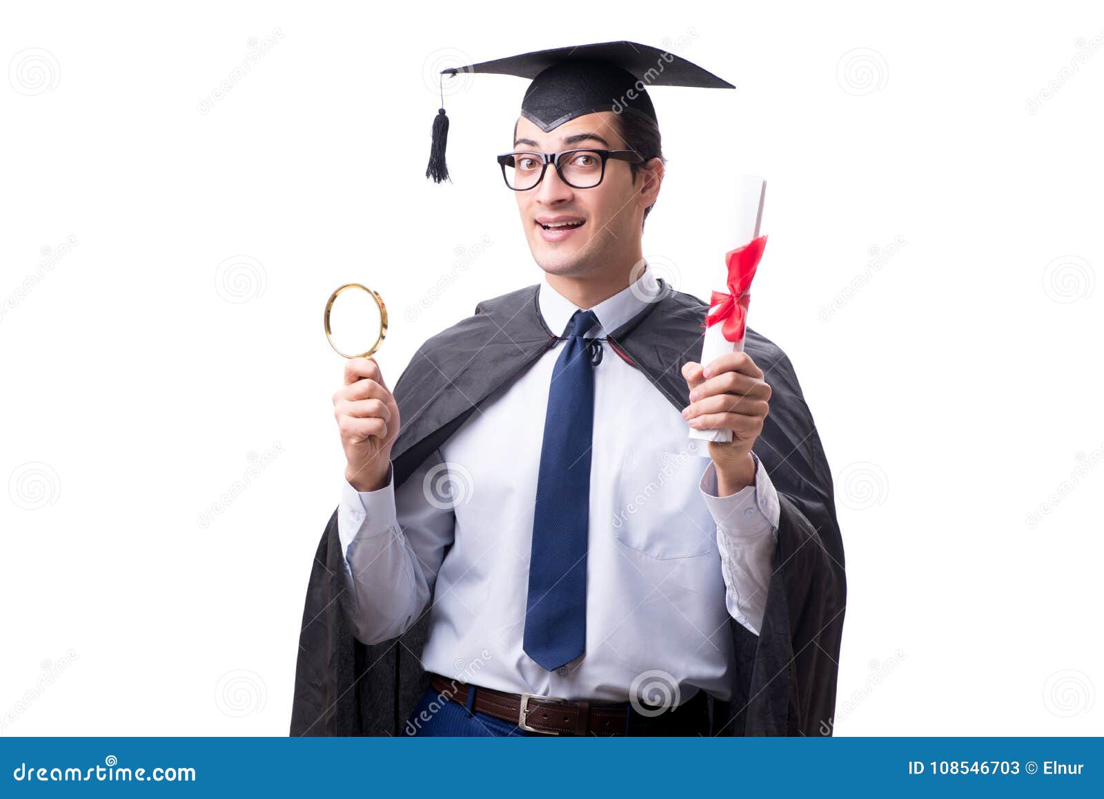 The Student Graduate Isolated on White Background Stock Image - Image ...