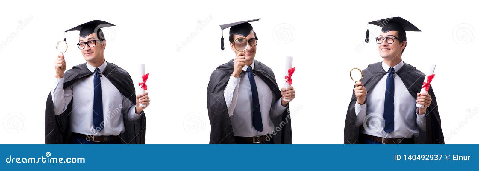The Student Graduate Isolated on White Background Stock Image - Image ...