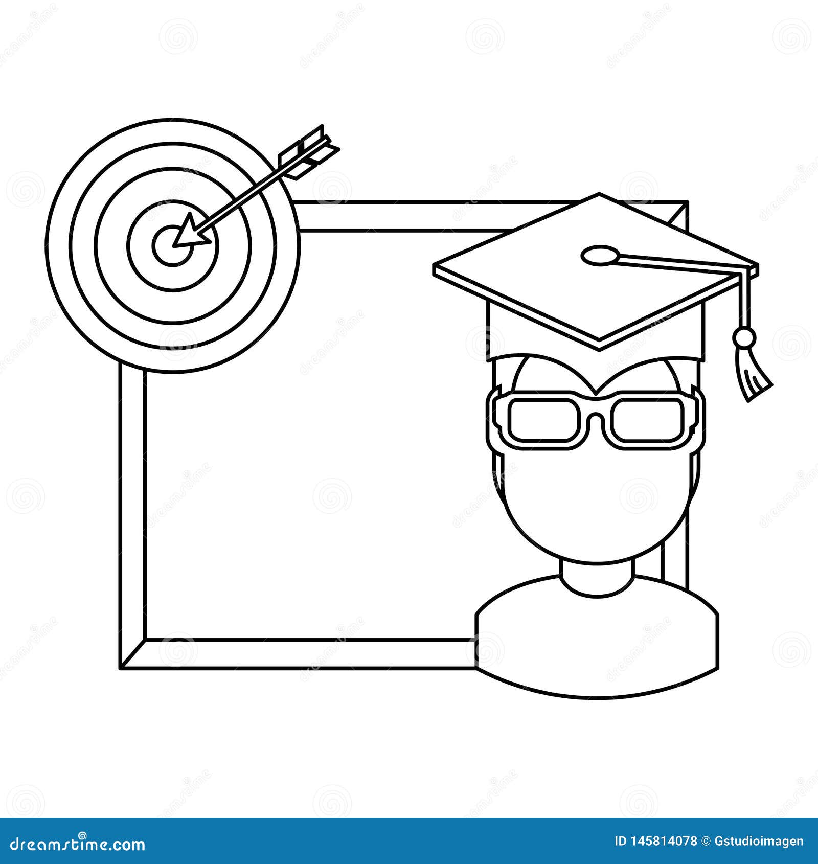 Student Graduated with Chalkboard and Target Stock Illustration ...
