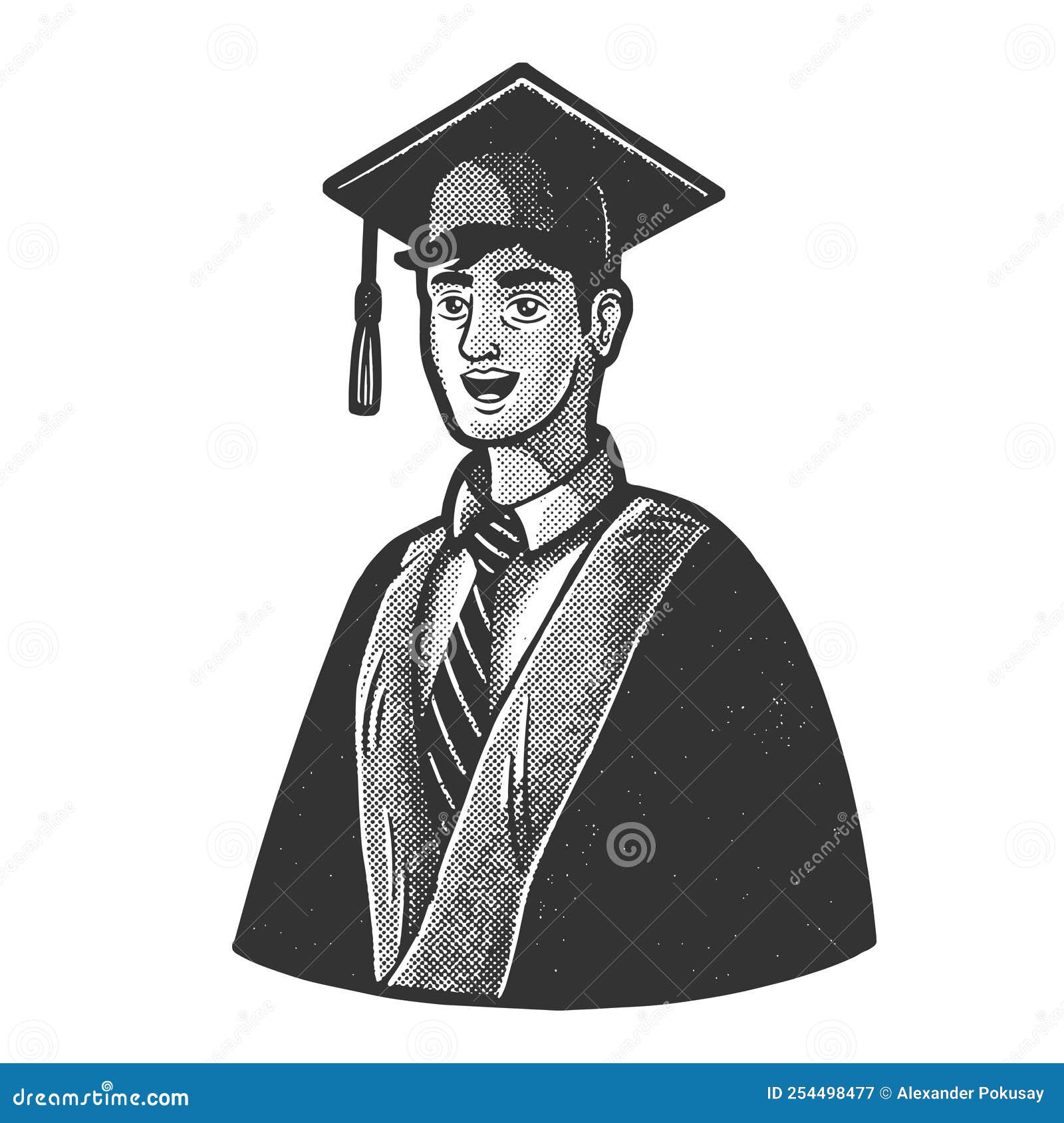 Student Graduated with Student Hat Sketch Vector Stock Vector ...