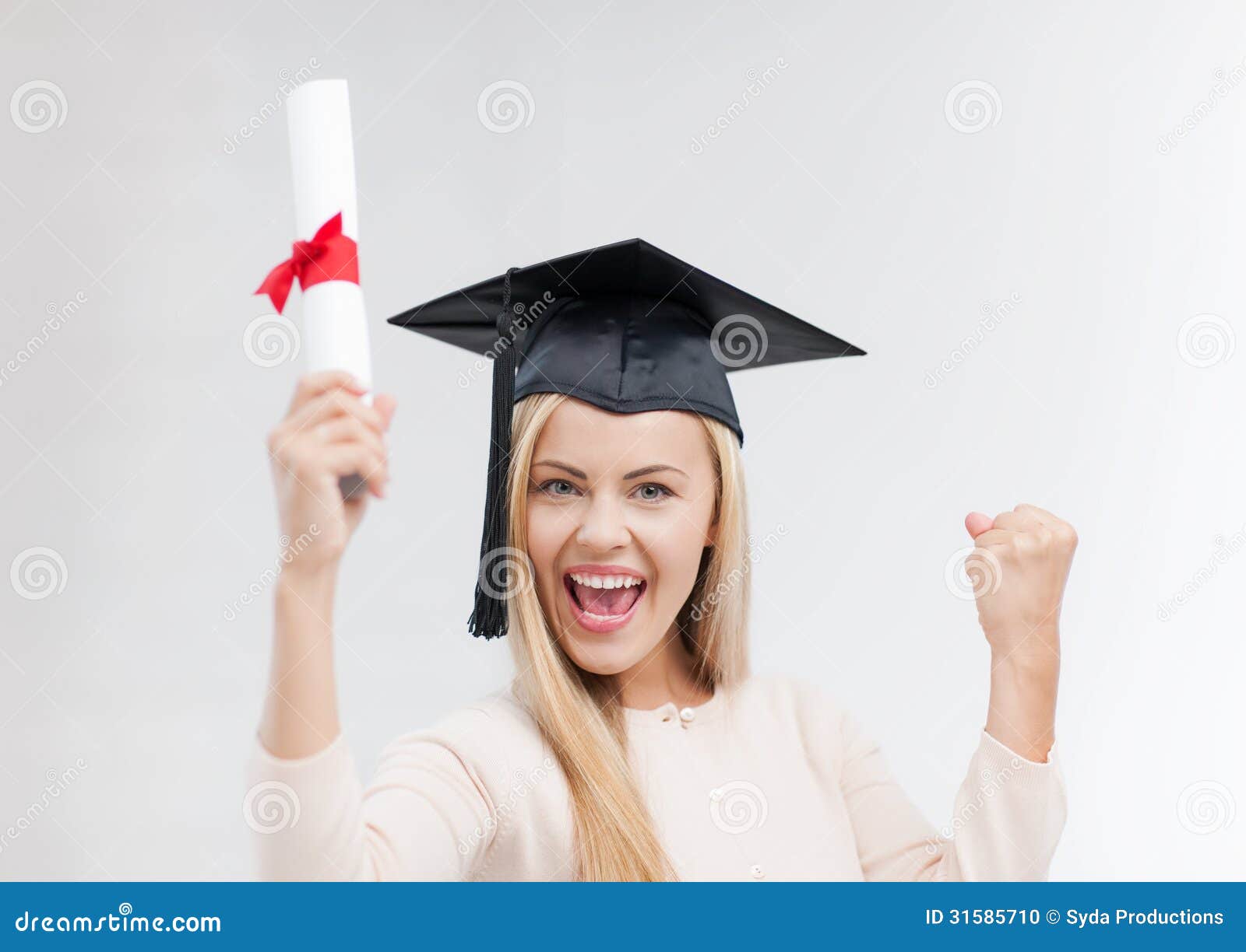Student in Graduation Cap with Certificate Stock Photo - Image of happy ...