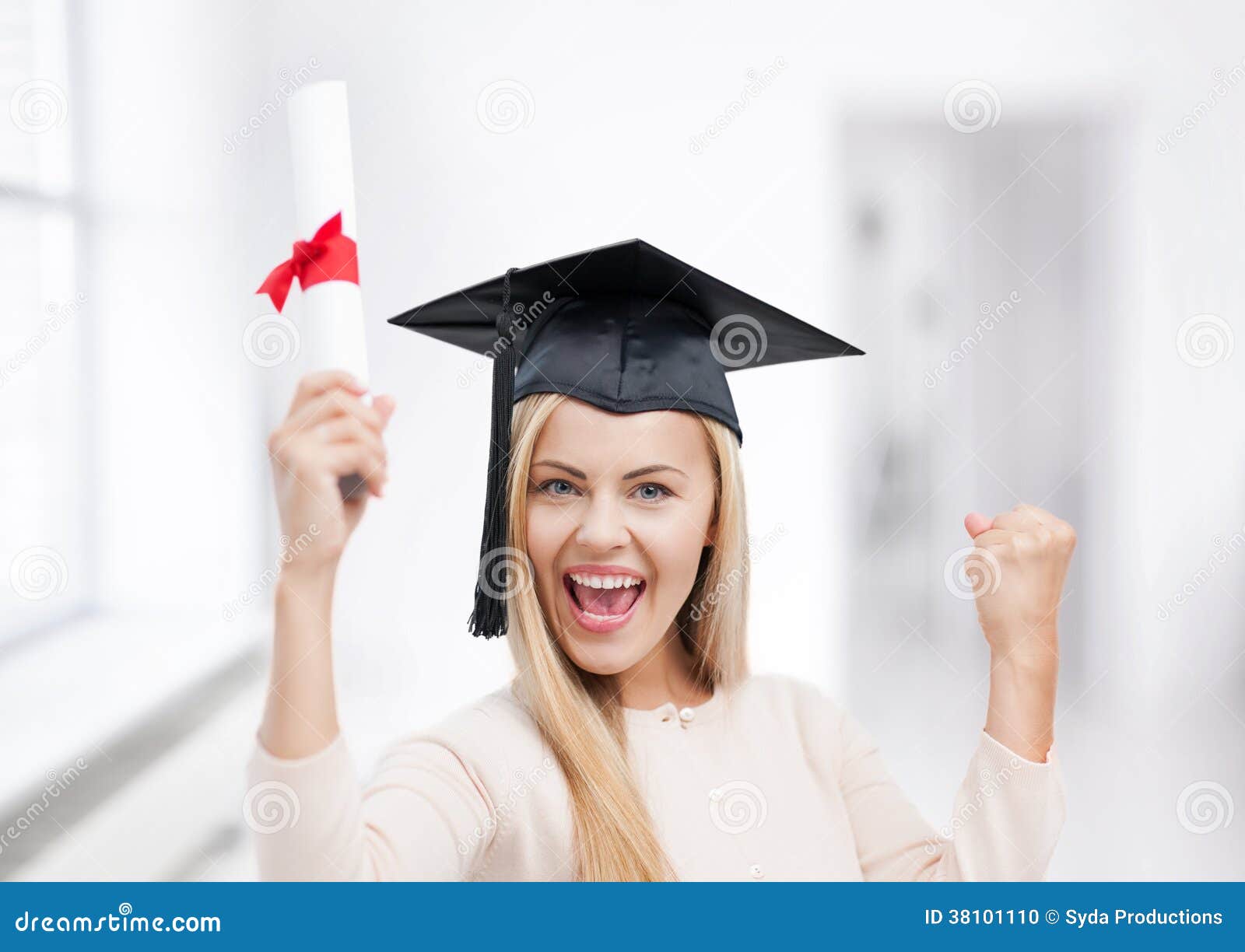 Student in Graduation Cap with Certificate Stock Photo - Image of ...