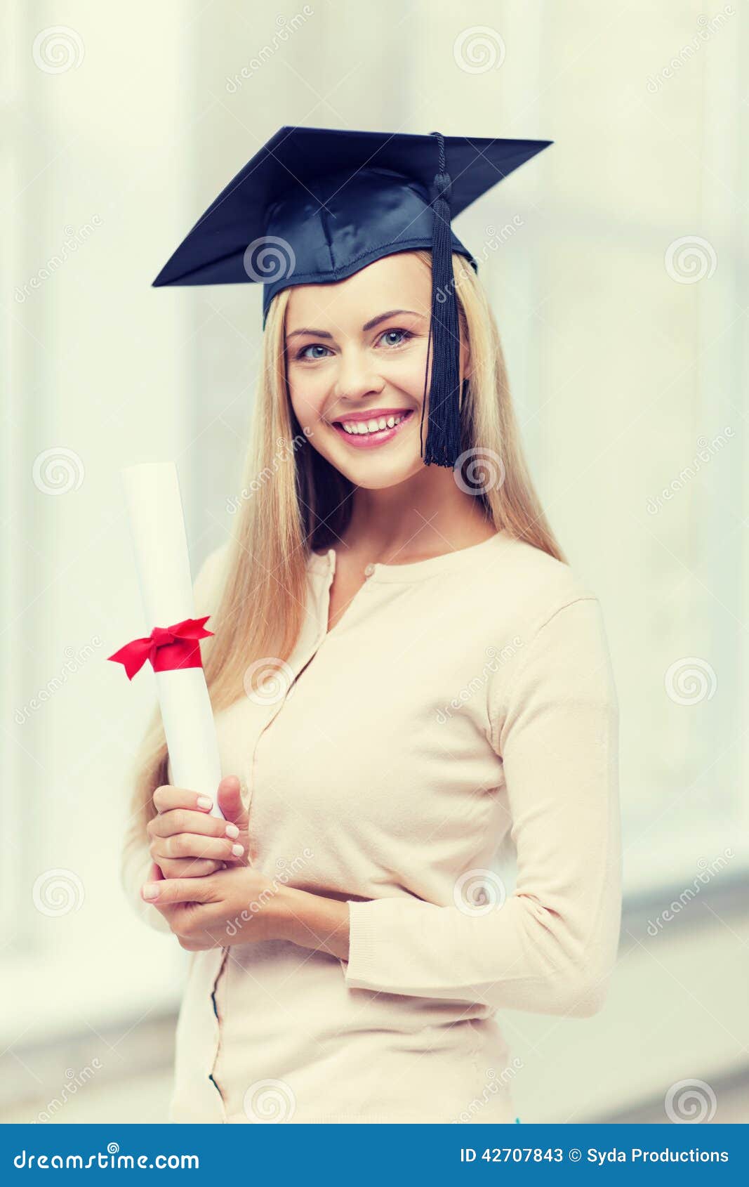 Student in Graduation Cap with Certificate Stock Image - Image of ...