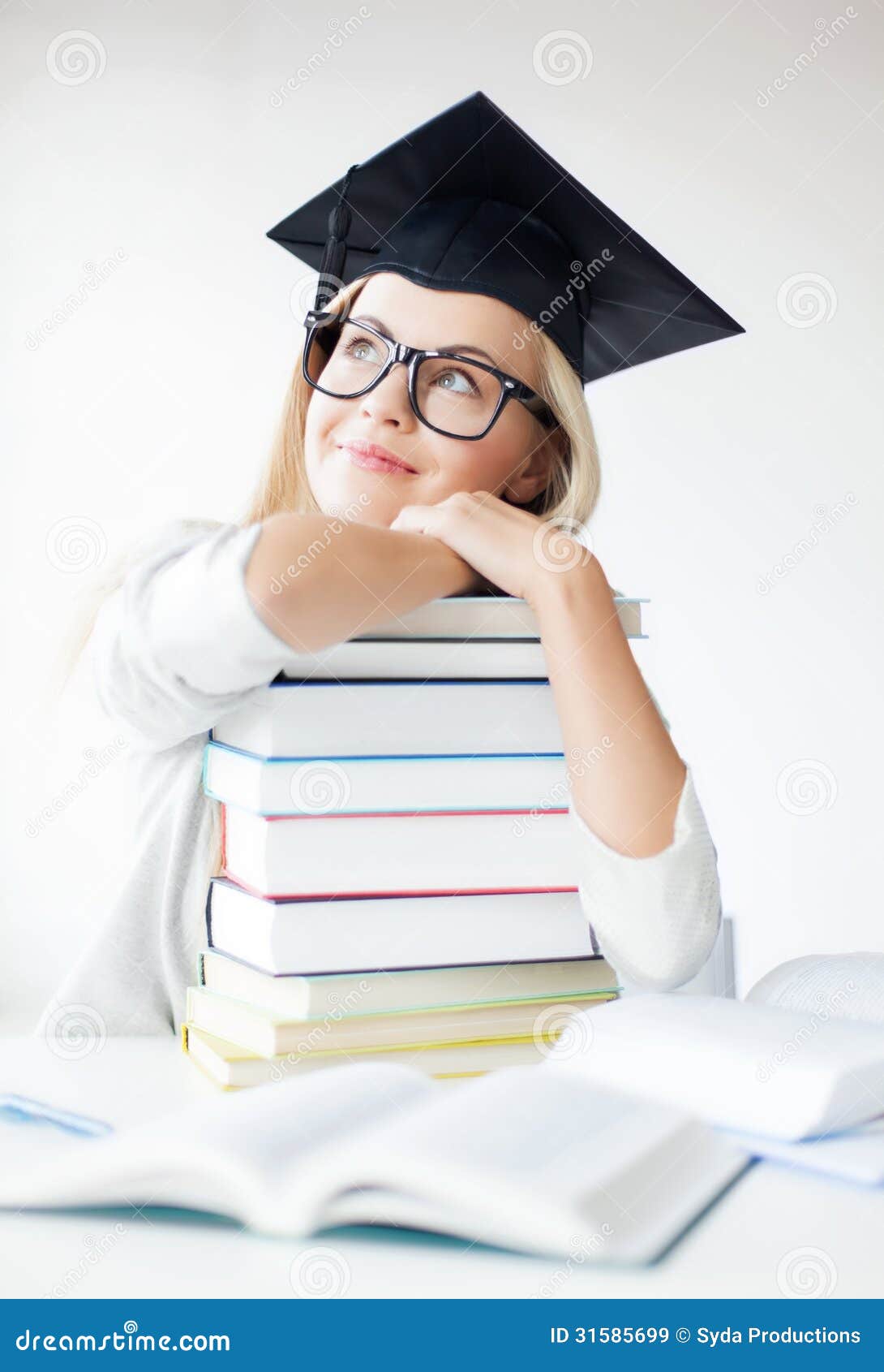 Student in graduation cap stock image. Image of exam - 31585699