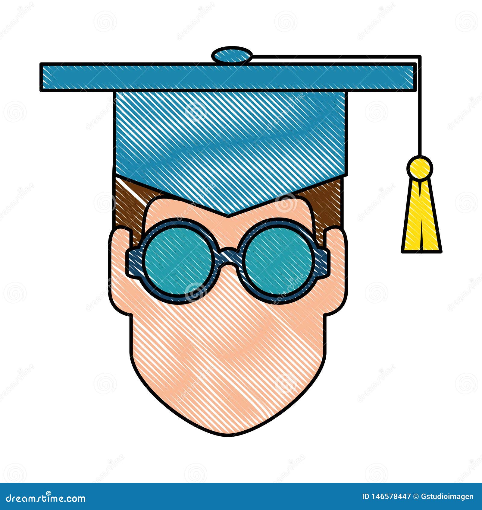 Student Graduation Head with Hat Stock Illustration - Illustration of ...