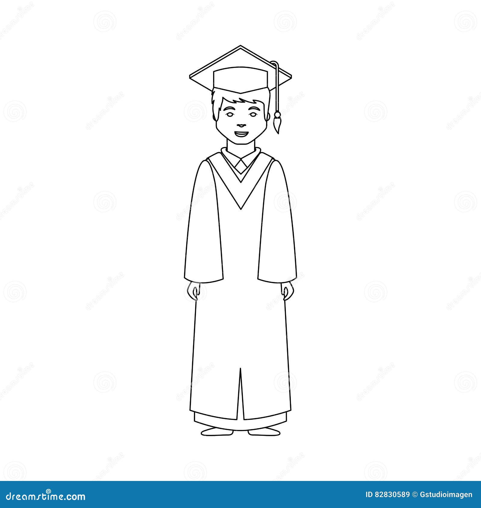 Student with Graduation Uniform Stock Illustration - Illustration of ...