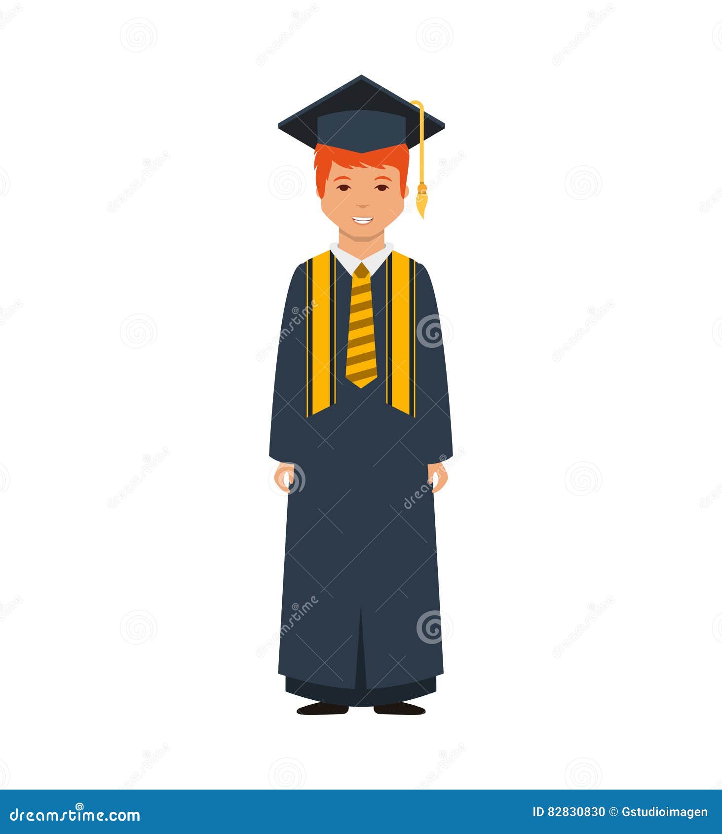 Student with Graduation Uniform Stock Illustration - Illustration of ...