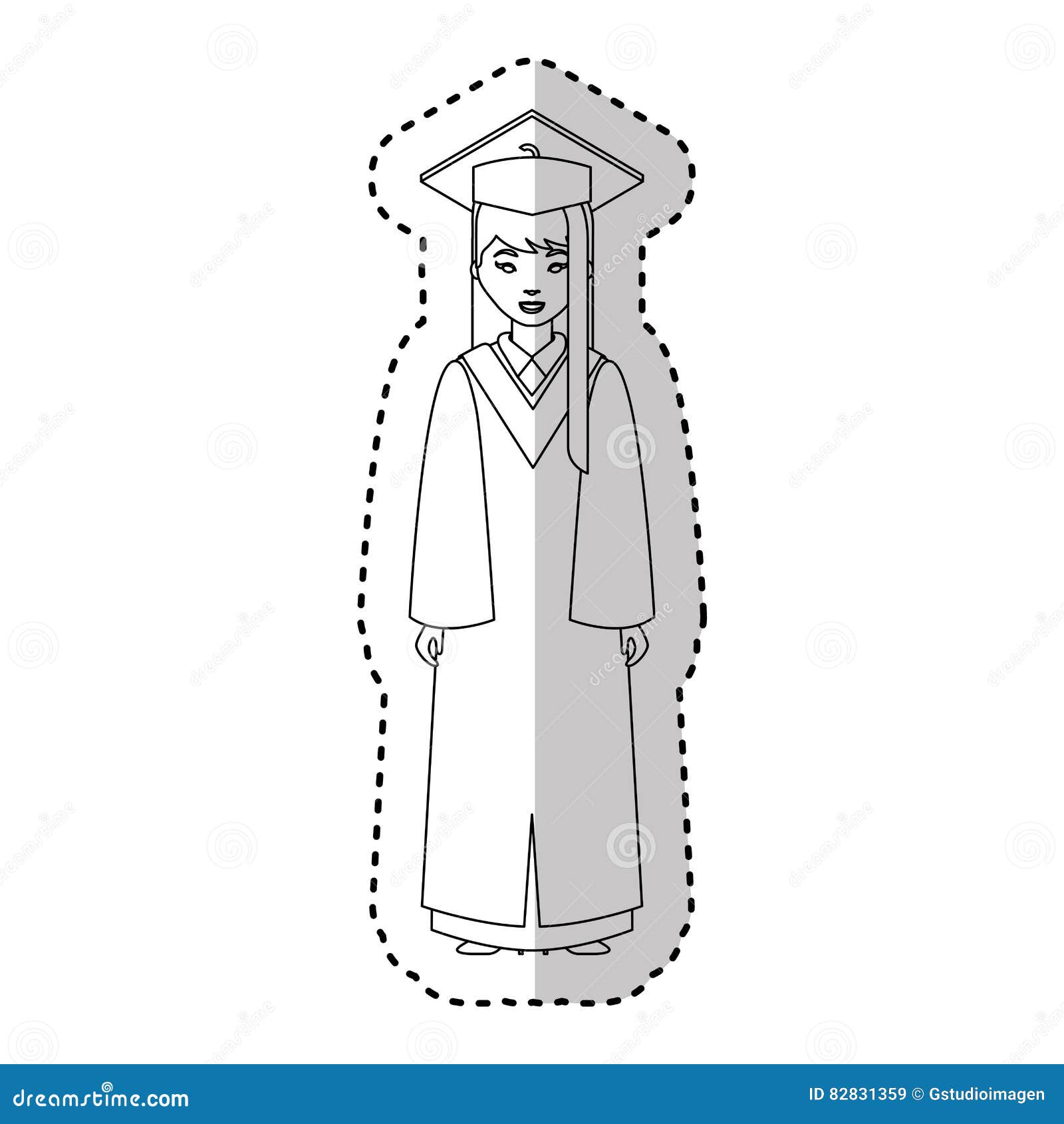 Student with Graduation Uniform Stock Illustration - Illustration of ...