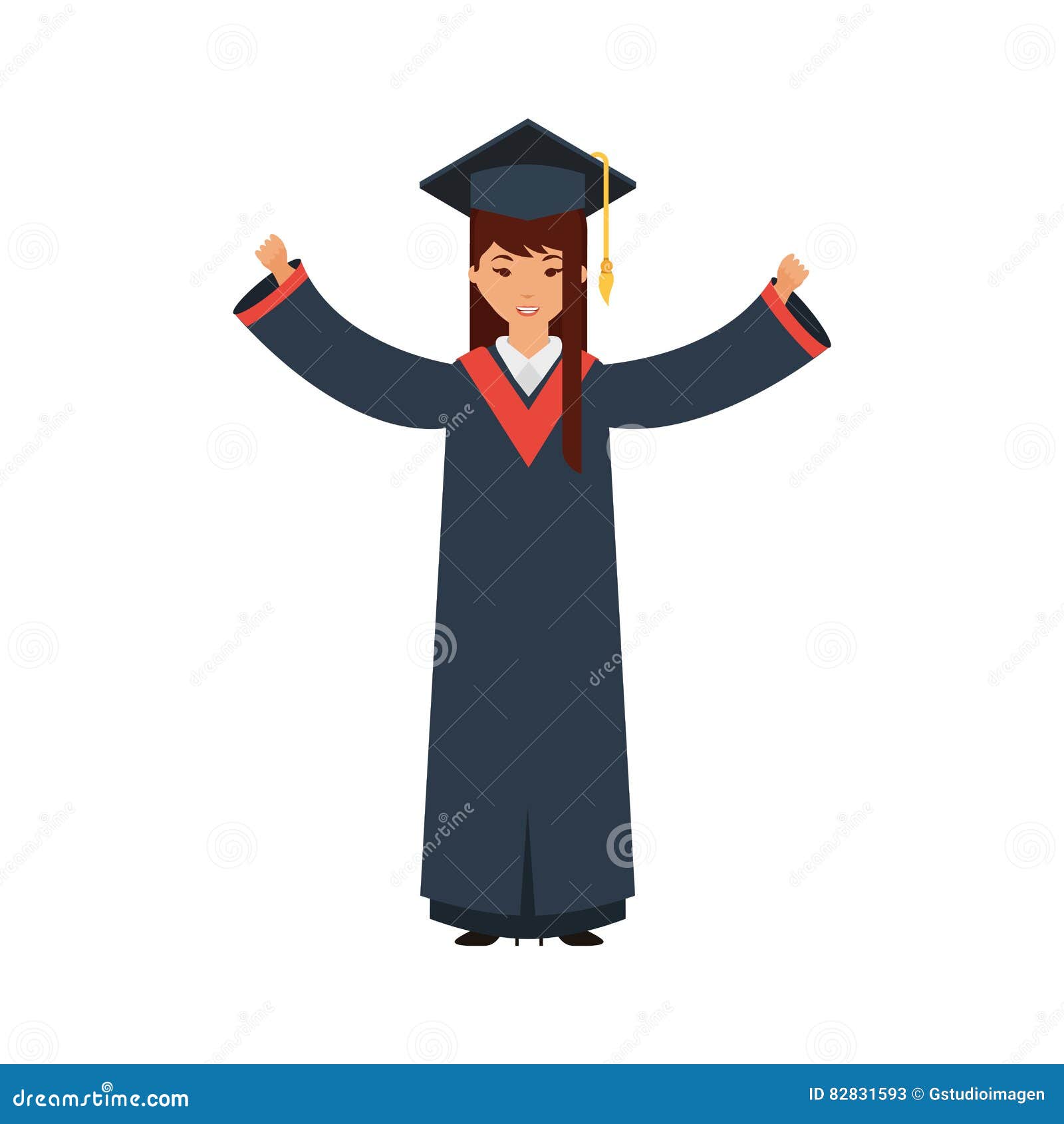 Student with Graduation Uniform Stock Illustration - Illustration of ...