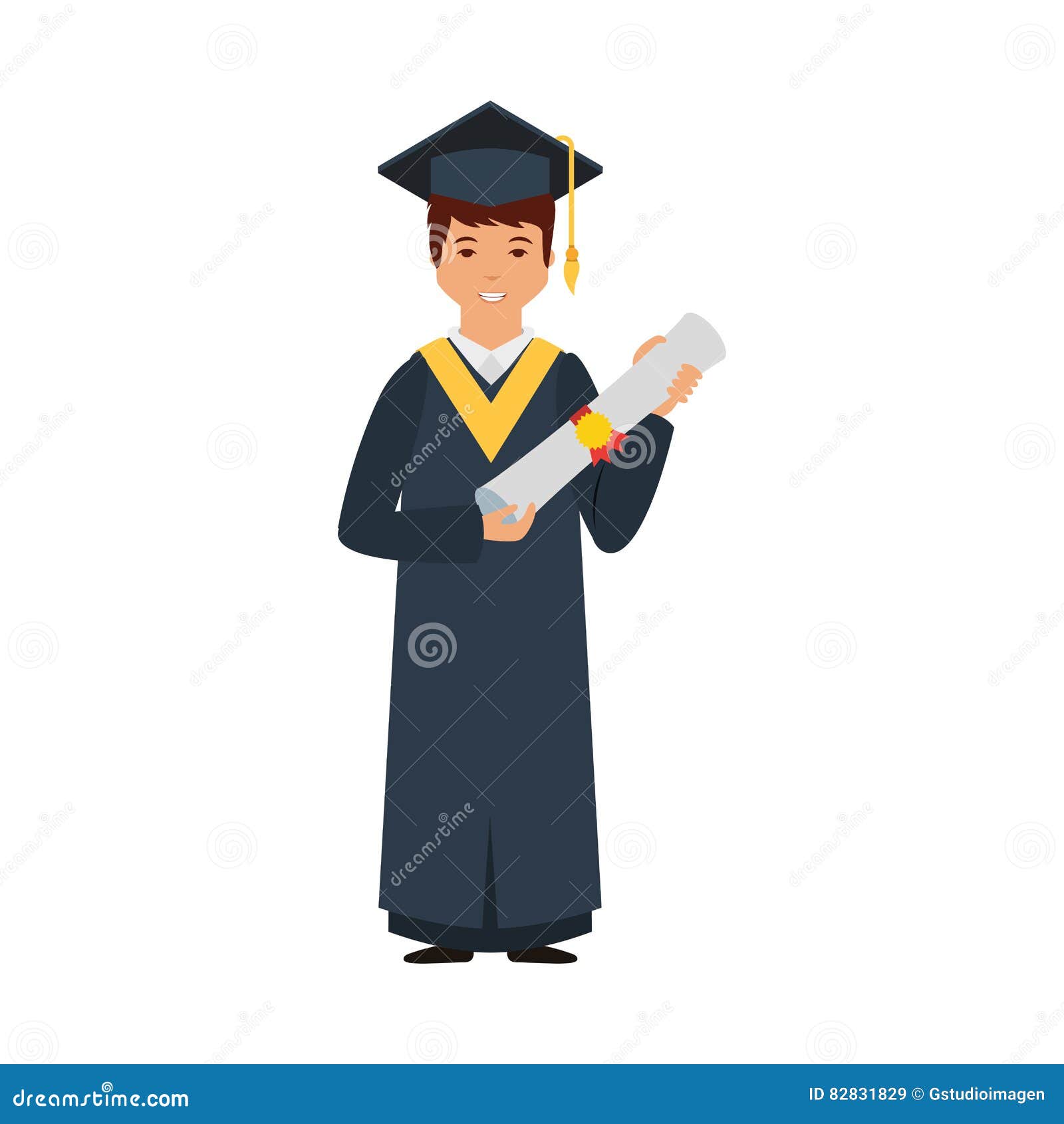 Student with Graduation Uniform Stock Illustration - Illustration of ...