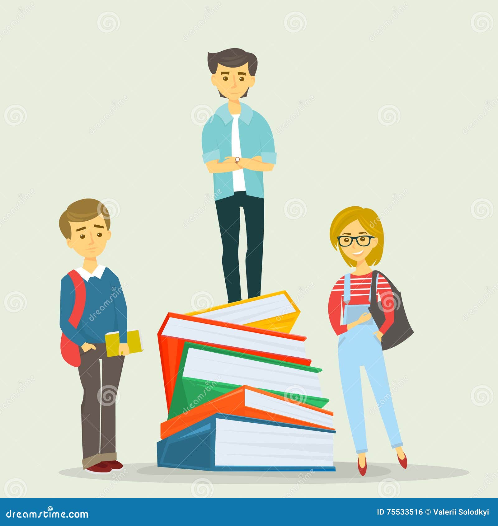 Student Group Isolated on White. University Characters. Students with ...