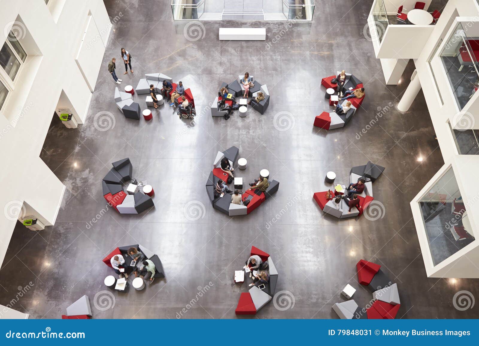 Student Groups on Seating in a Modern University Atrium Stock Image ...
