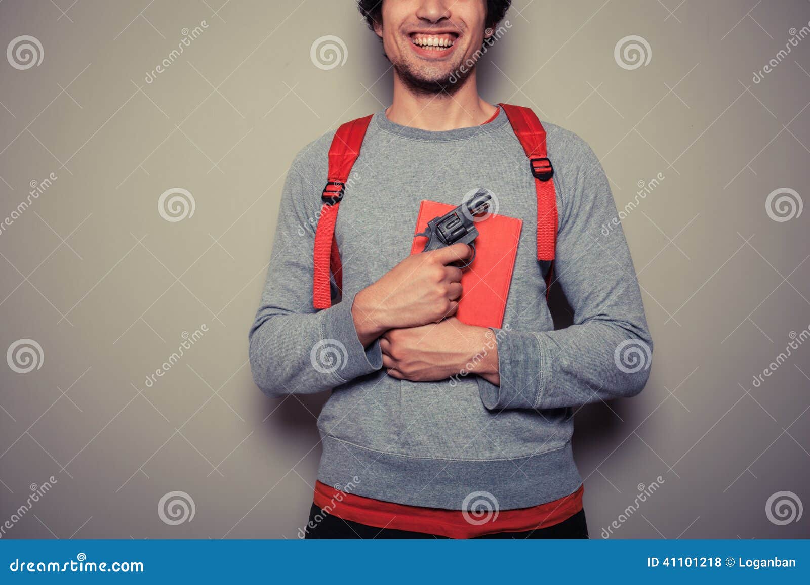 Student with gun and book stock photo. Image of antisocial - 41101218