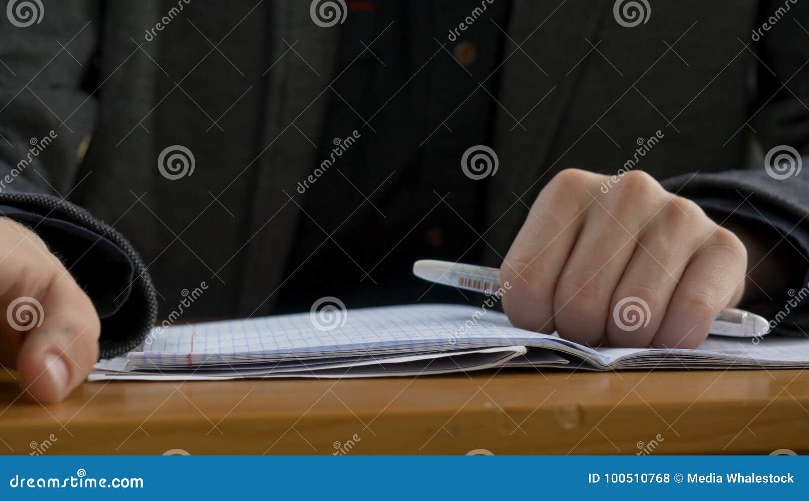 Student Hand Finger Tapping Closeup. Young Man Taps His Fingers on a ...