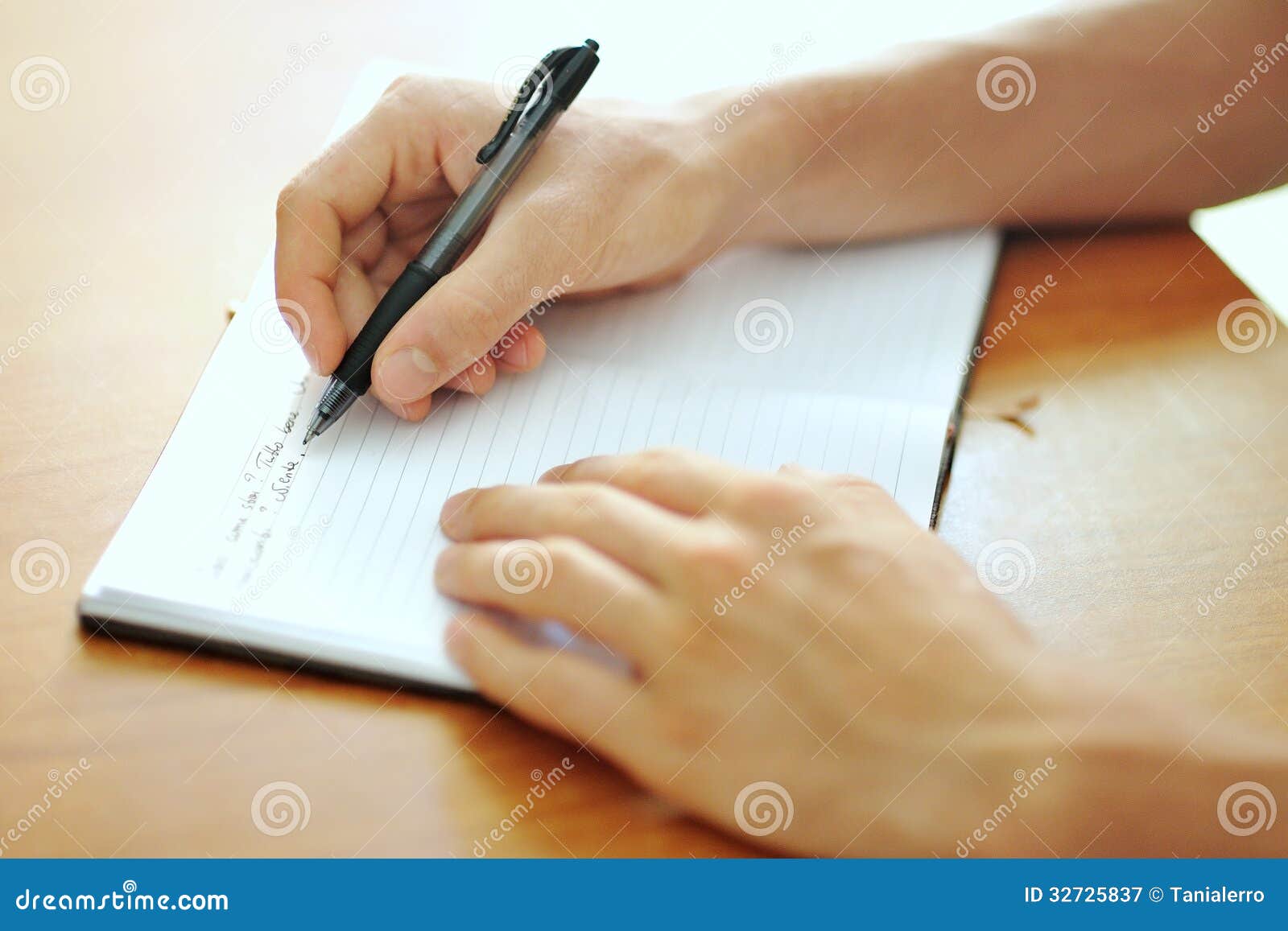 Student Hand with a Pen Writing on Notebook Stock Image - Image of hand ...