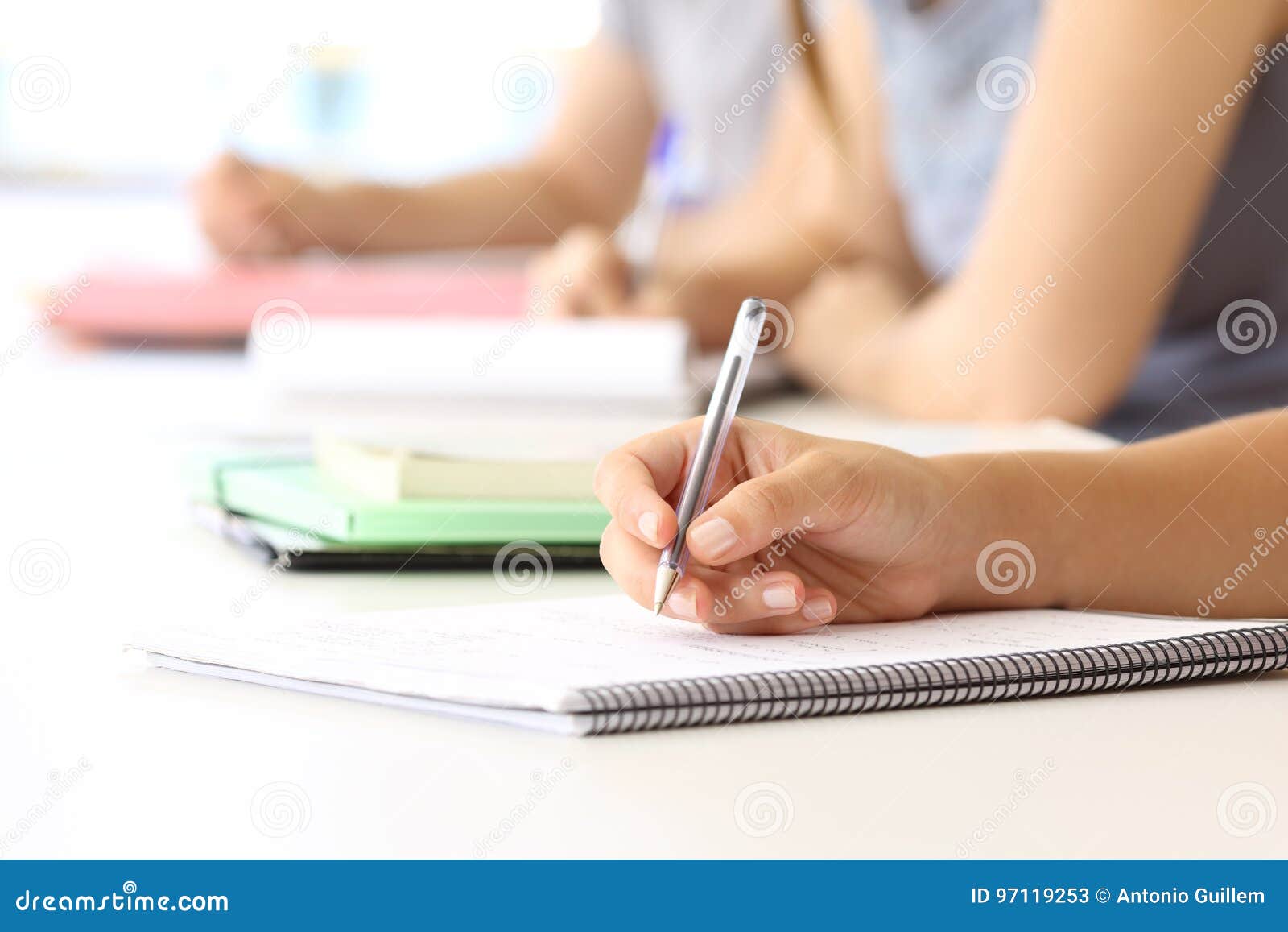 Student Hand Taking Notes in a Classroom Stock Image - Image of fingers ...
