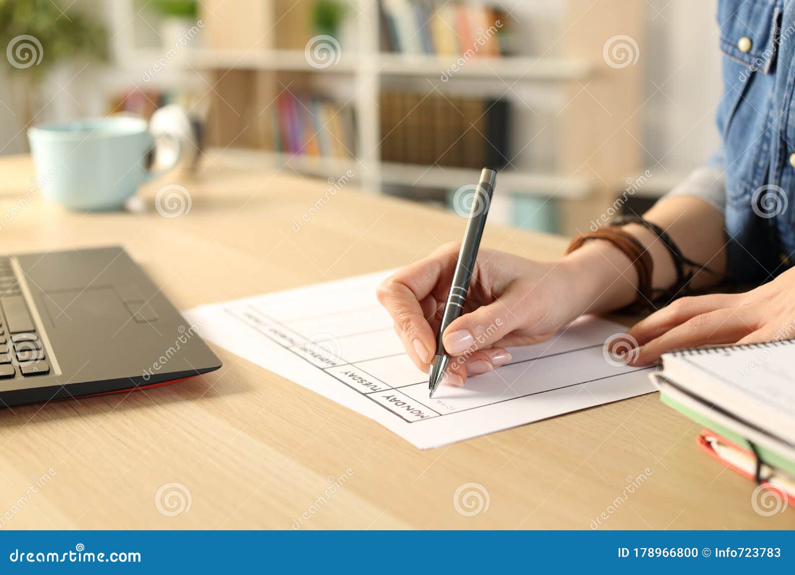 Student Hand Writing Schedule on Planner at Home Stock Photo - Image of ...