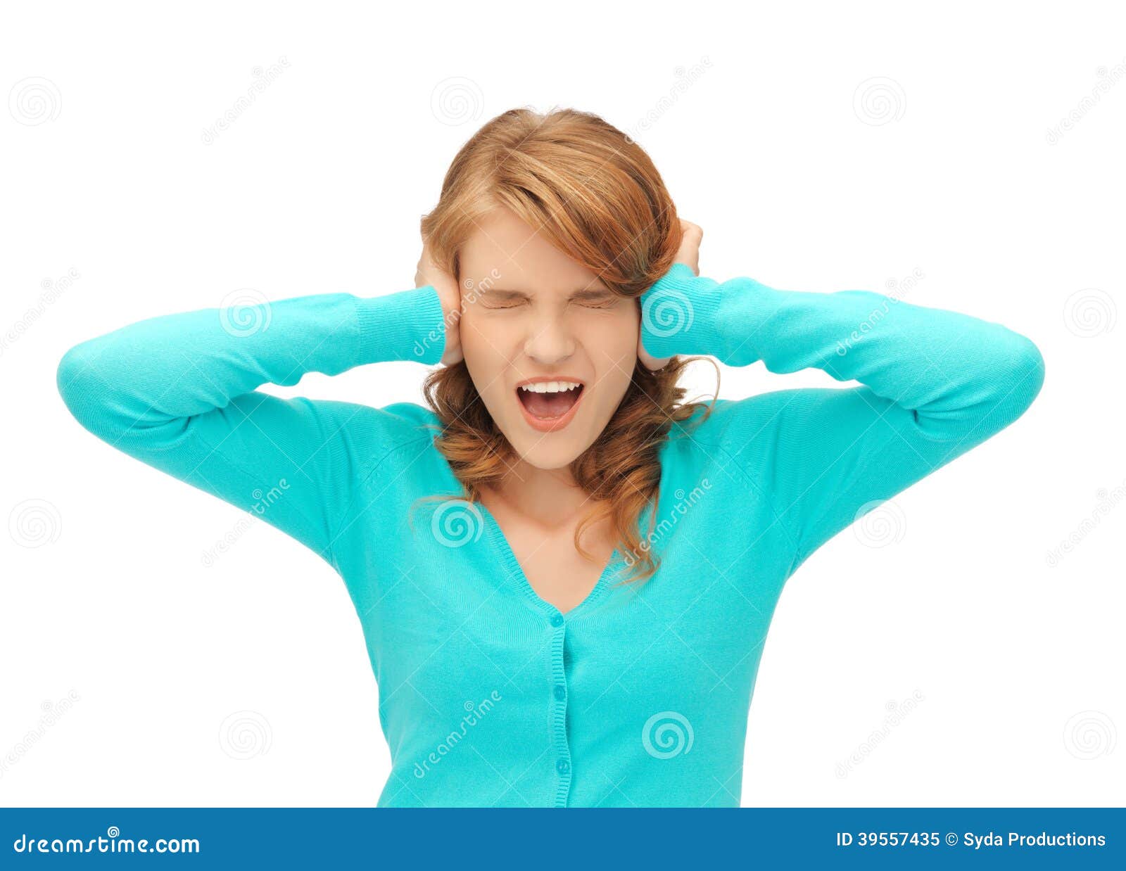 Student with hands on ears stock image. Image of beautiful - 39557435