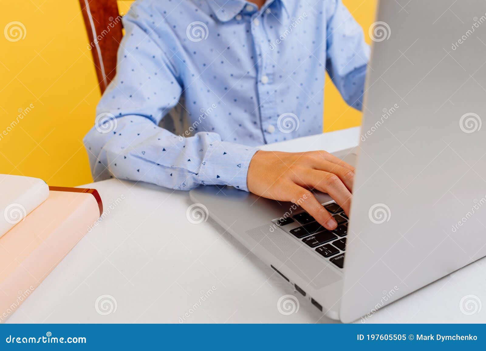 Student Hands Typing on the Laptop Keyboard, Doing Homework Stock Image ...
