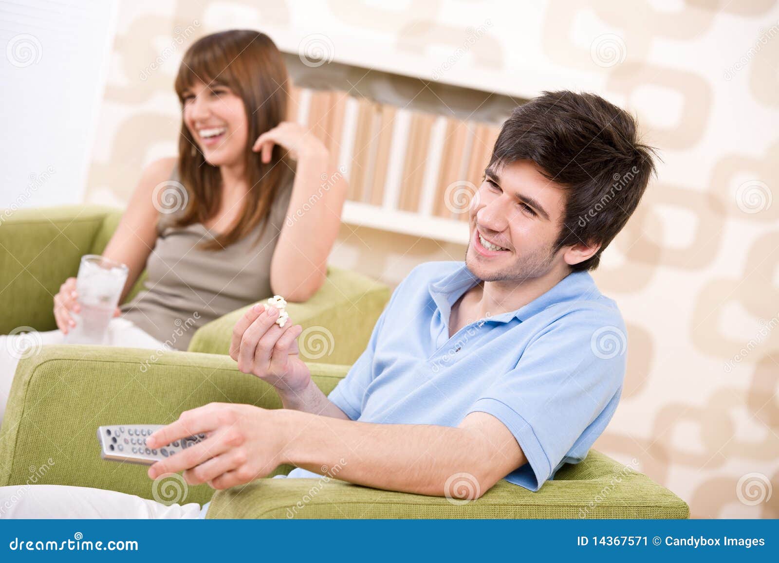 Student - Happy Teenagers Watching Television Stock Image - Image of ...
