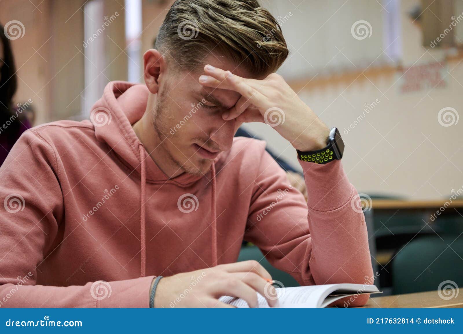 The Student Has a Headache in Class Stock Photo - Image of headache ...