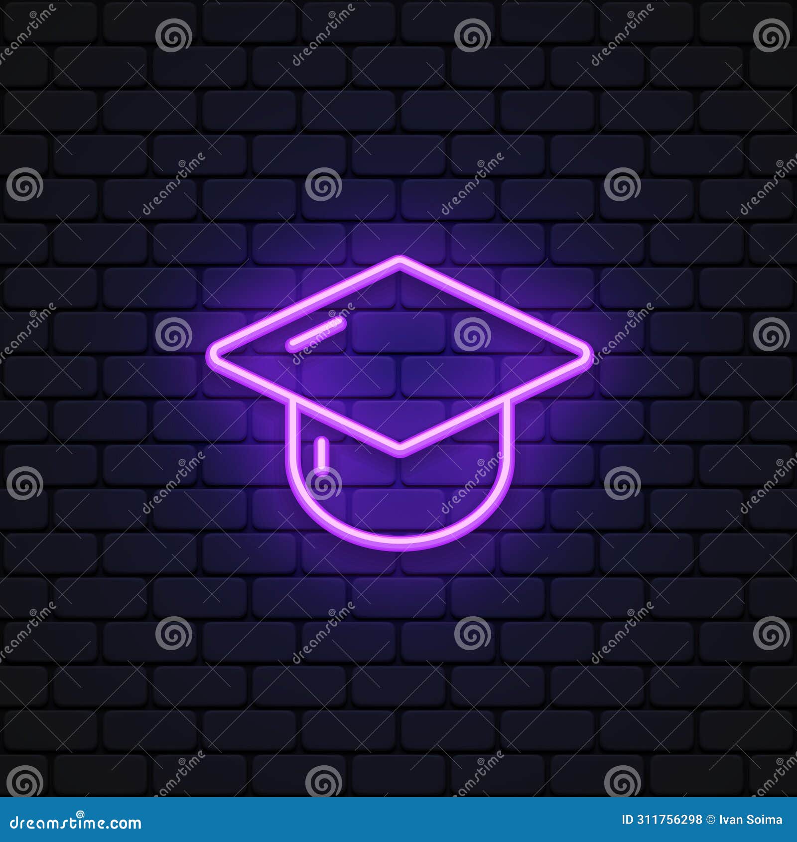 Student Hat Neon Icon for Banner Design. Stock Vector - Illustration of ...