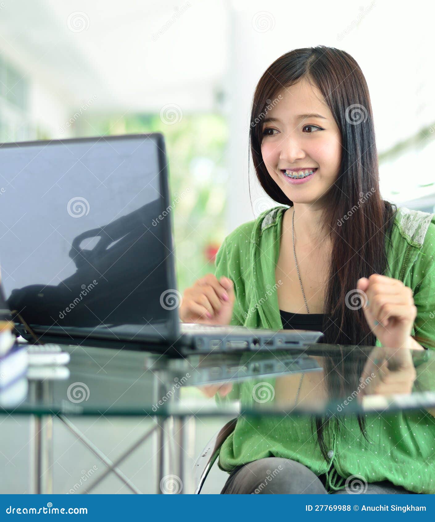 Student Have Good News on the Computer Screen Stock Photo - Image of ... Student Have Good News on the Computer Screen Stock Photo - Image of ...