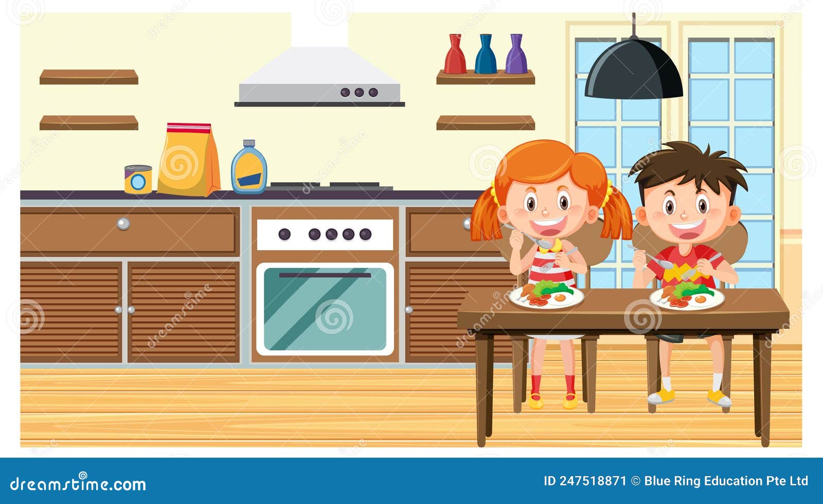Student Having Healthy Food Stock Vector - Illustration of lunch, eps10 ...