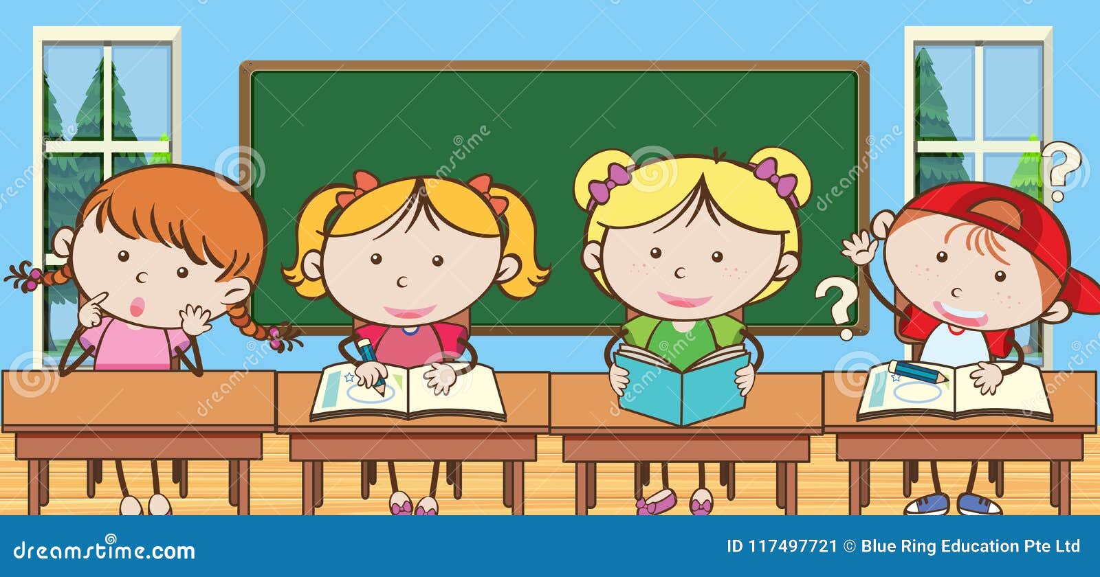 A Student Having a Question in Tha Classroom Stock Vector ...