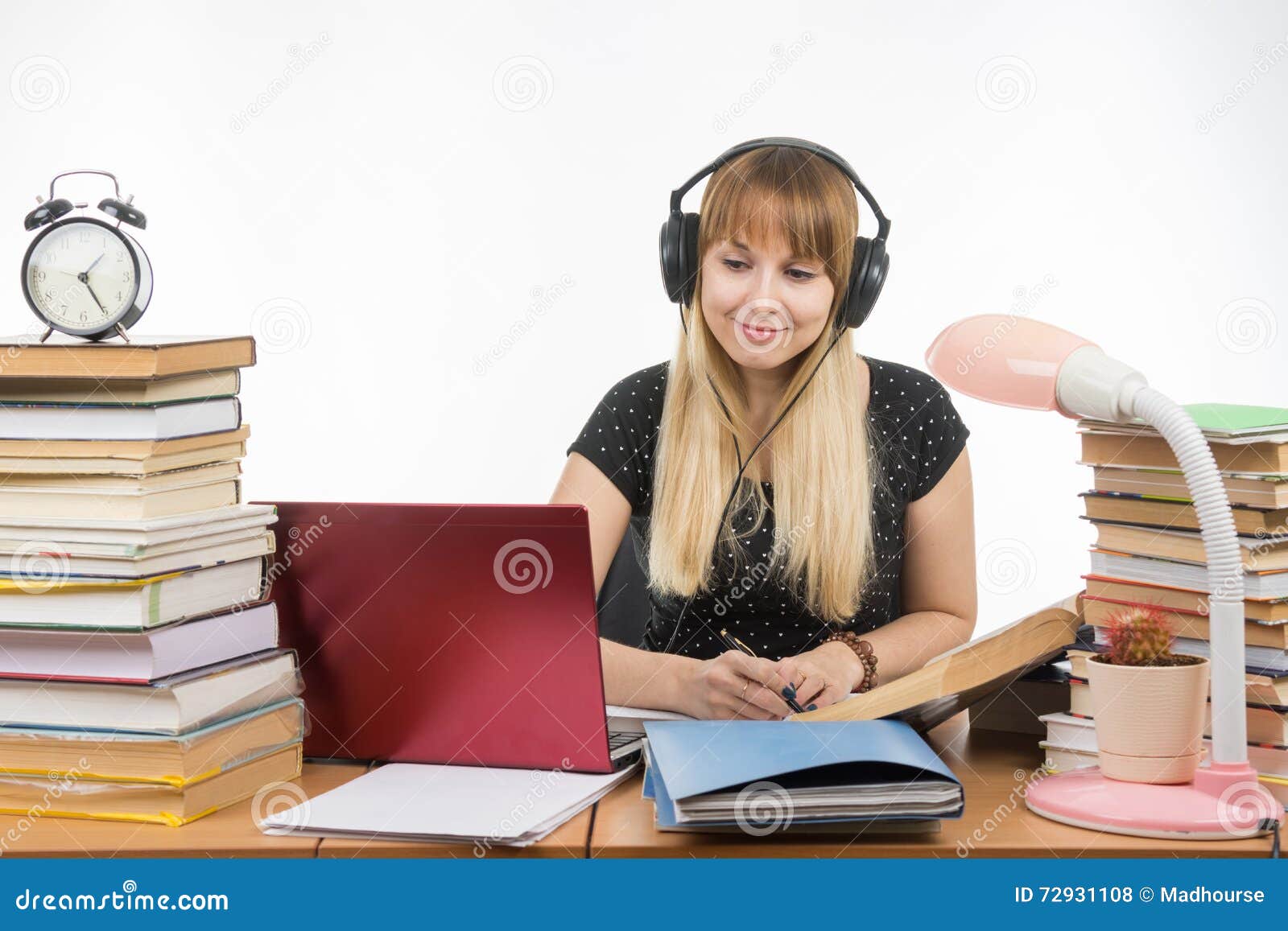 Student with Headphones Ready To Pass the Diploma Project is Looking ...