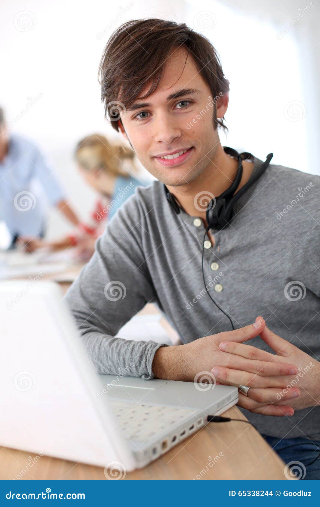 Student with Headset in Class Stock Photo - Image of class, computing ...