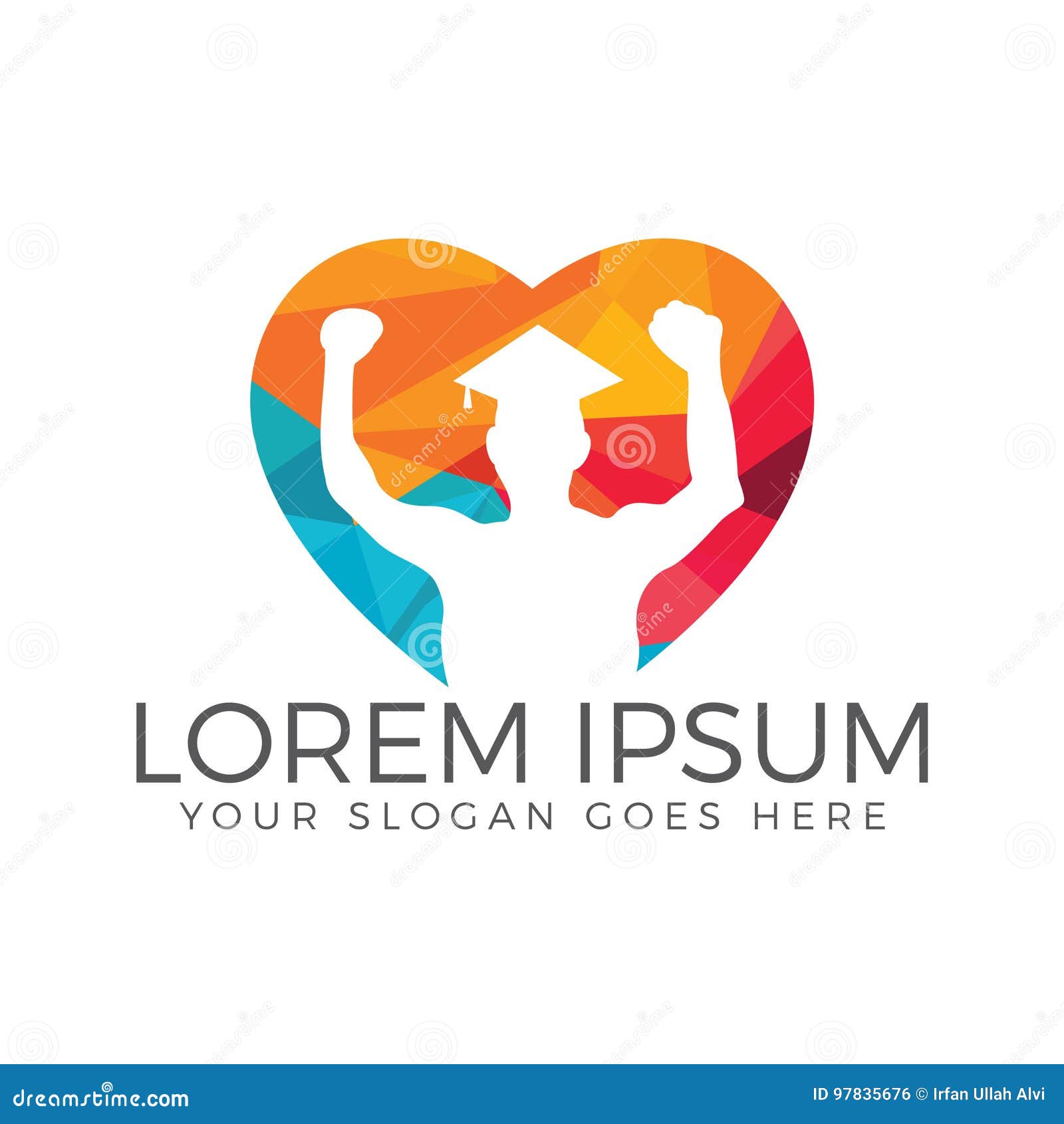 Student Heart Shape Vector Logo Design. Stock Vector - Illustration of ...