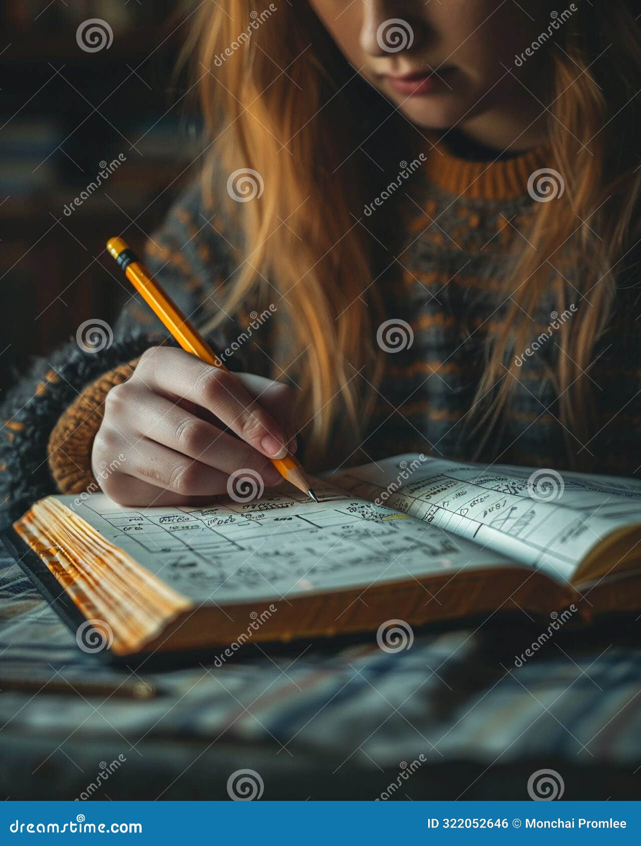 Student Highlighting Assignments in a School Schedule, Concept of ...