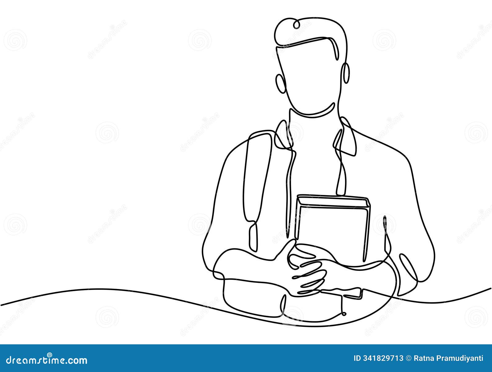 Student Holding a Book in Continuous Line Drawing. Learning and ...