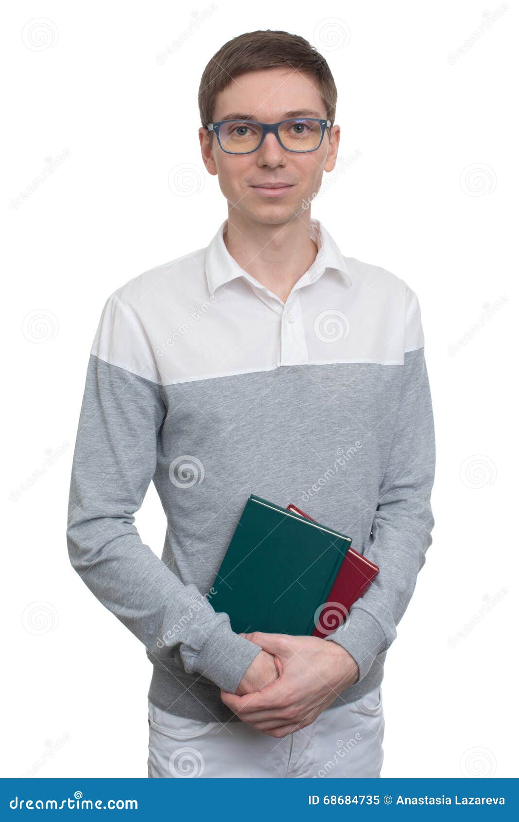 Student Holding a Book in His Hands Stock Image - Image of clever ...