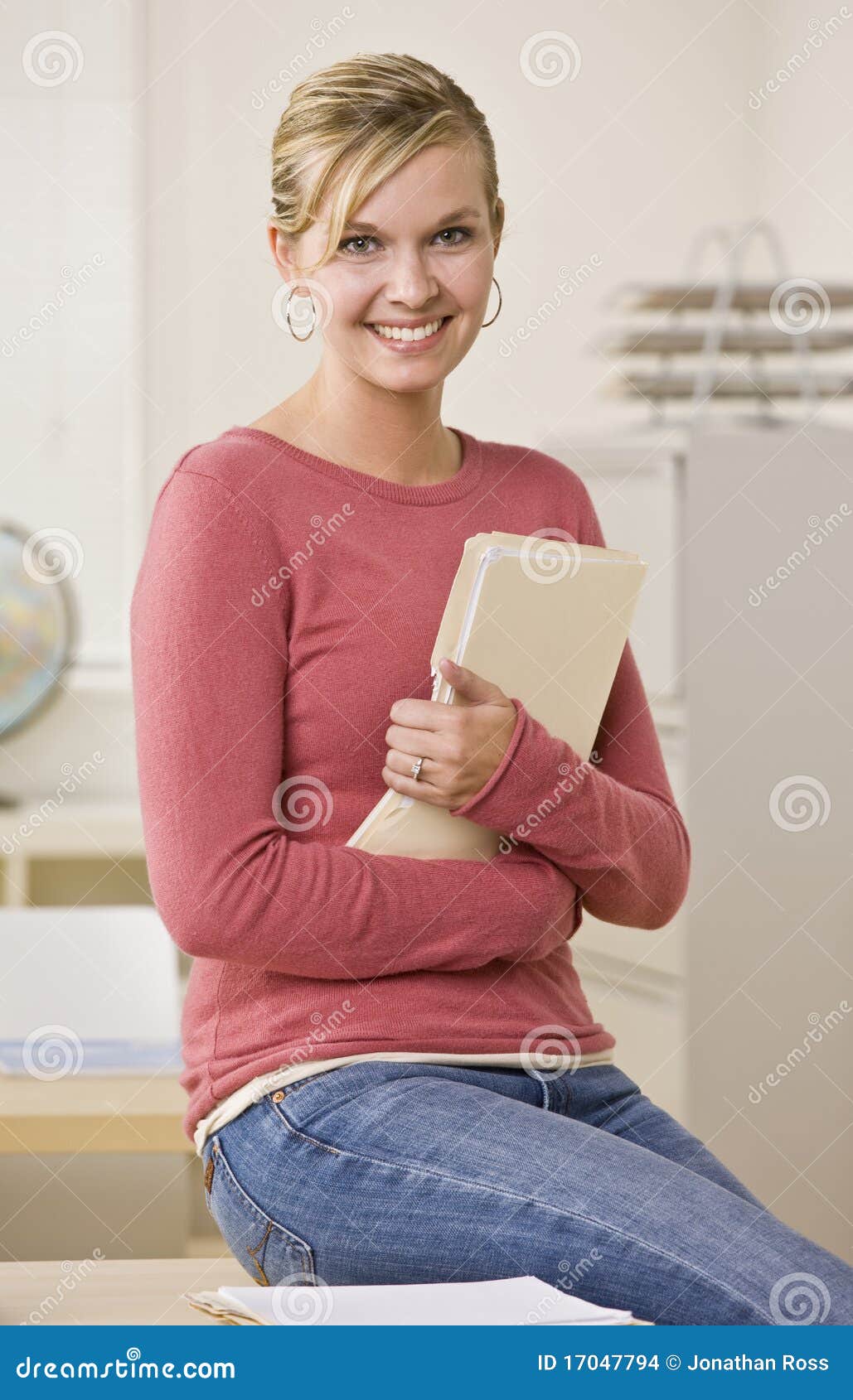 Student Holding File Folder Stock Photo - Image of western, person ...