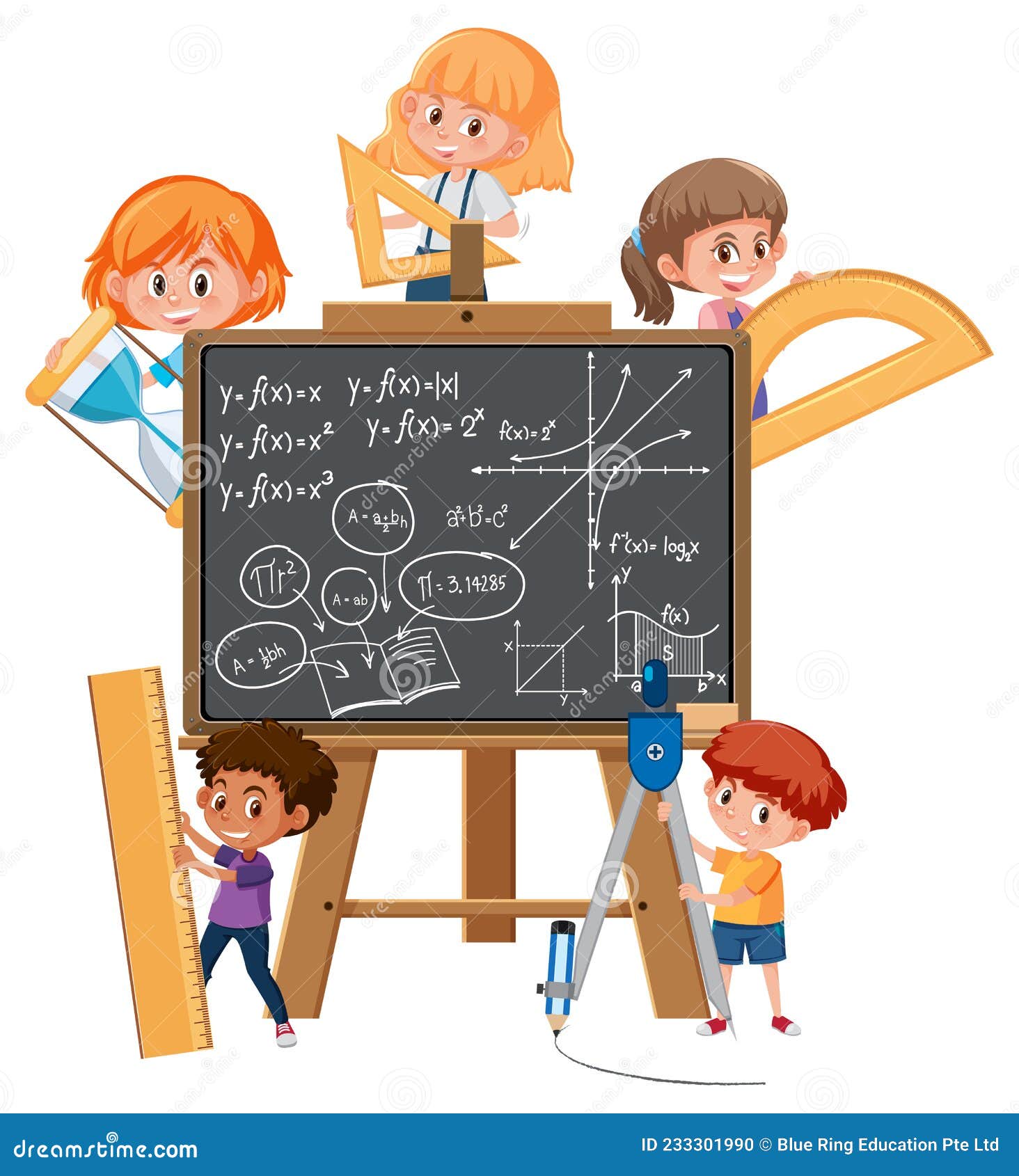 Student Holding Math Tools and Math Formula on Blackboard Stock Vector ...