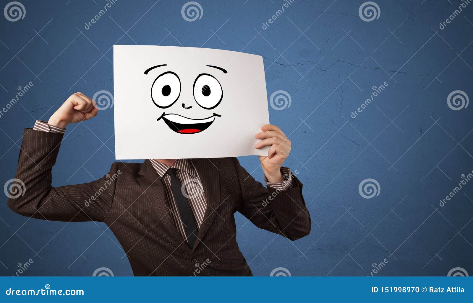 Student Holding a Paper with Laughing Emoticon in Front of His Face ...