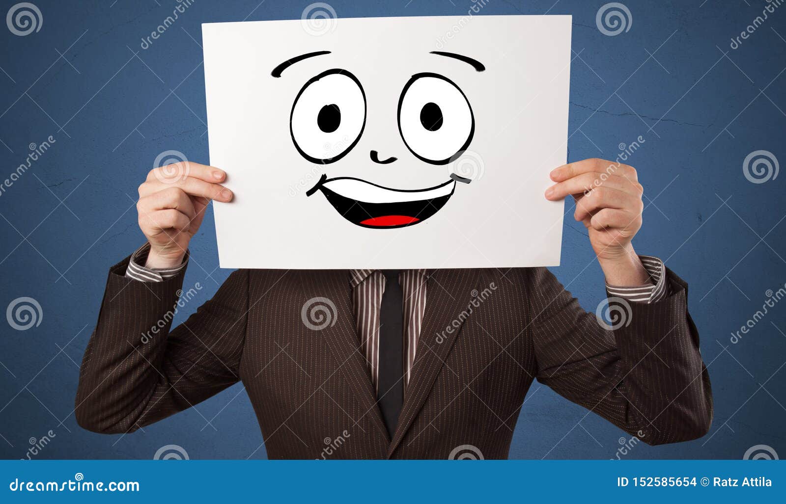 Student Holding a Paper with Laughing Emoticon in Front of His Face ...